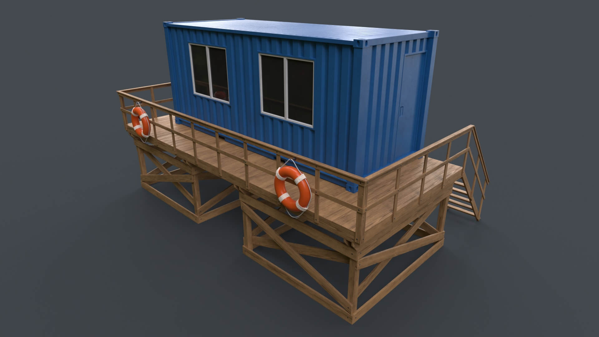 Outdoor Beach Lifeguard Container Office - 3D Model by PBR Cool