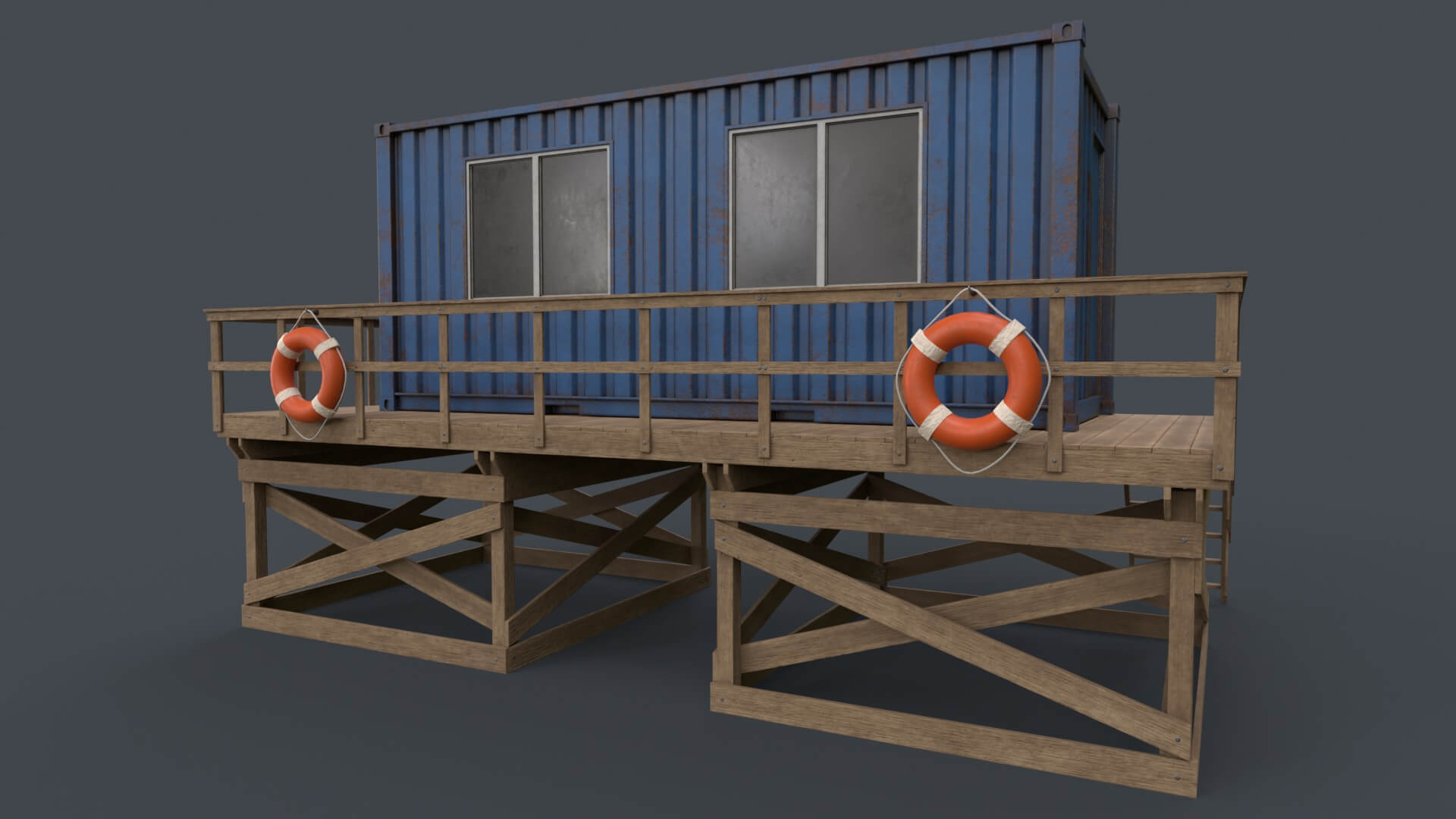 Outdoor Beach Lifeguard Container Office - 3D Model by PBR Cool