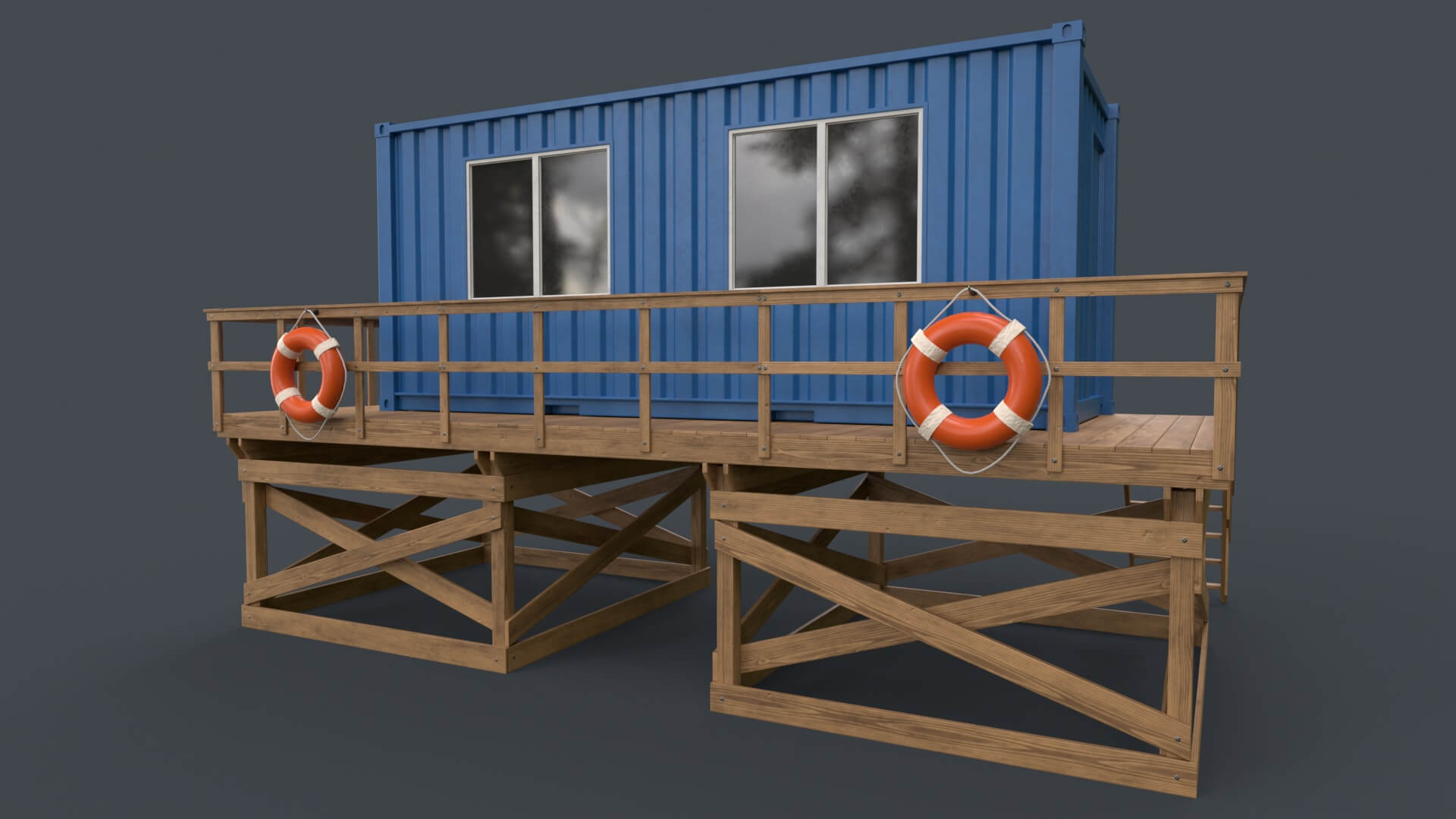 Outdoor Beach Lifeguard Container Office - 3D Model by PBR Cool