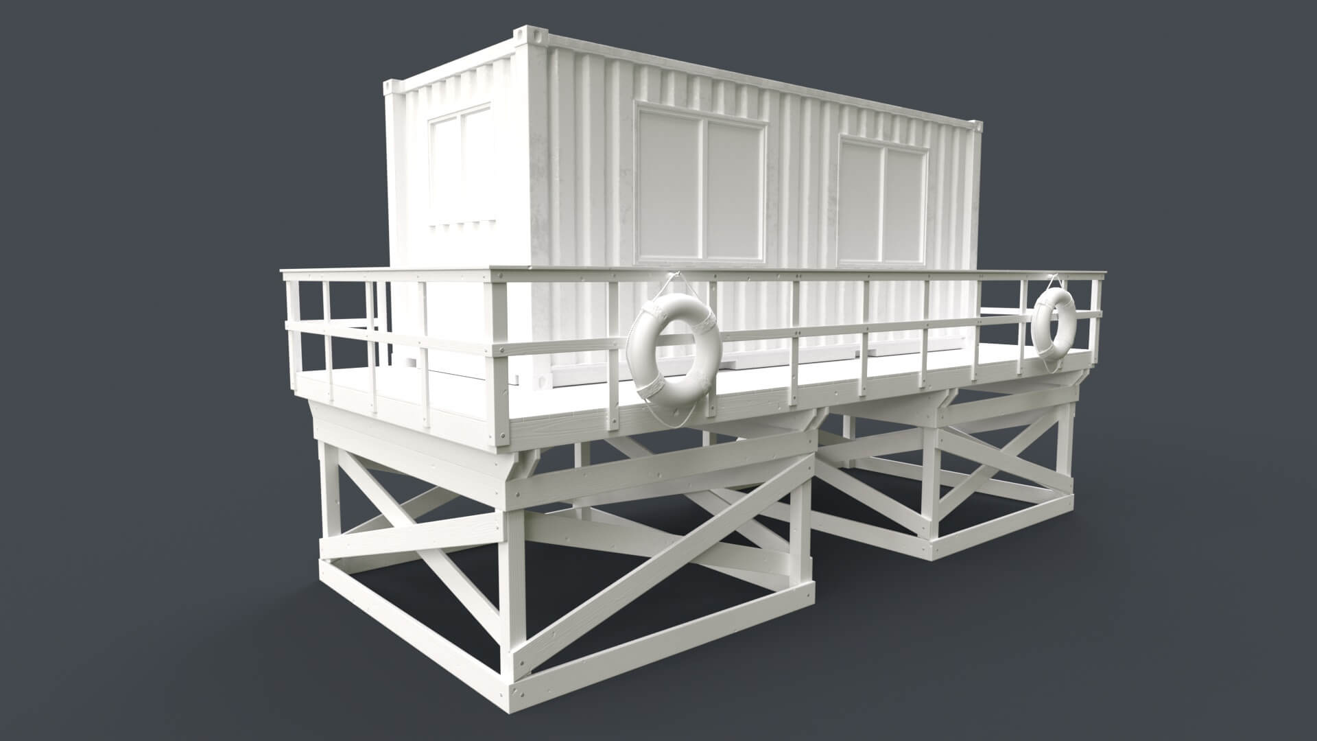 Outdoor Beach Lifeguard Container Office - 3D Model by PBR Cool