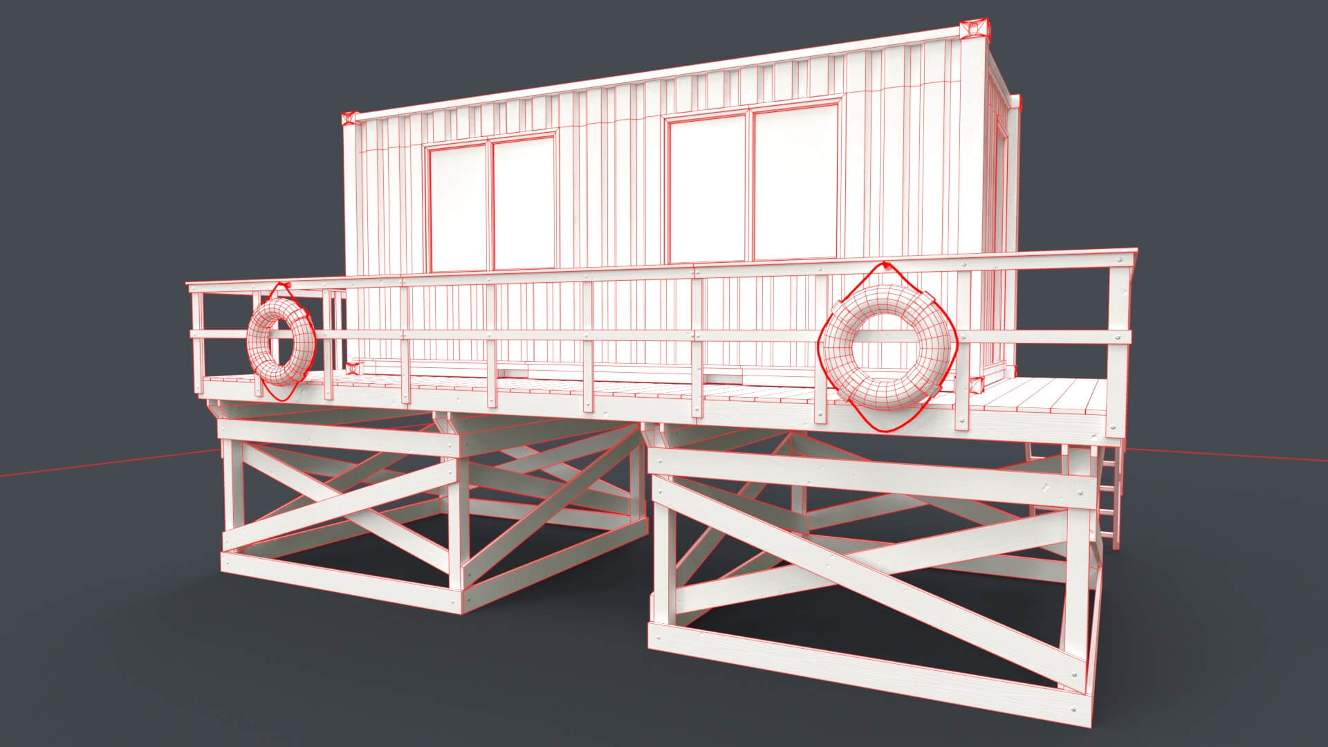 Outdoor Beach Lifeguard Container Office - 3D Model by PBR Cool