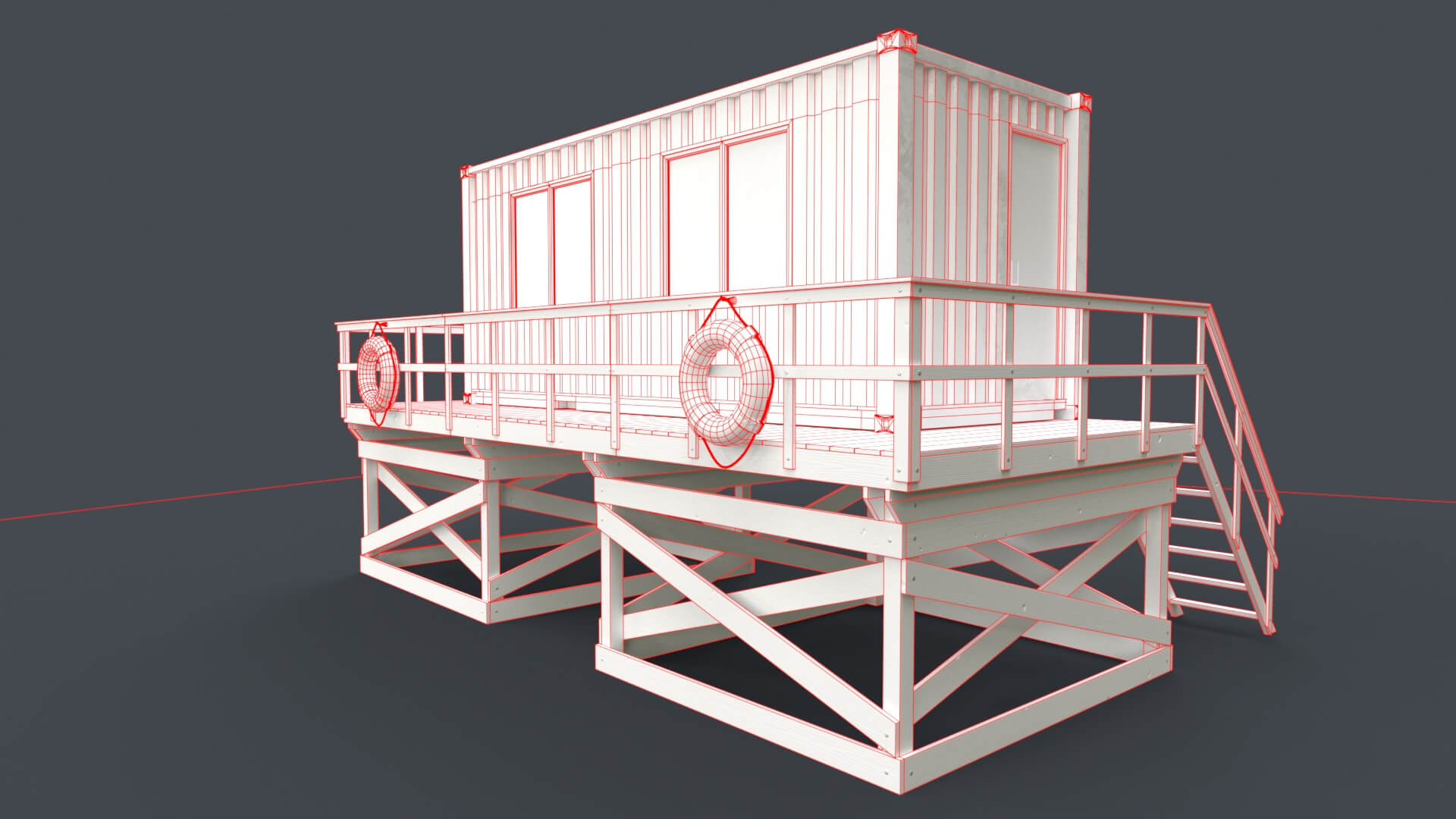 Outdoor Beach Lifeguard Container Office - 3D Model by PBR Cool