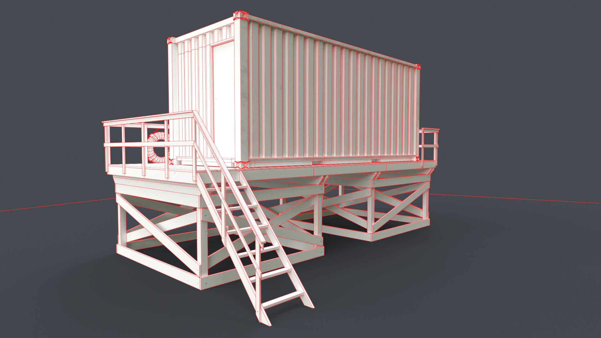 Outdoor Beach Lifeguard Container Office - 3D Model by PBR Cool