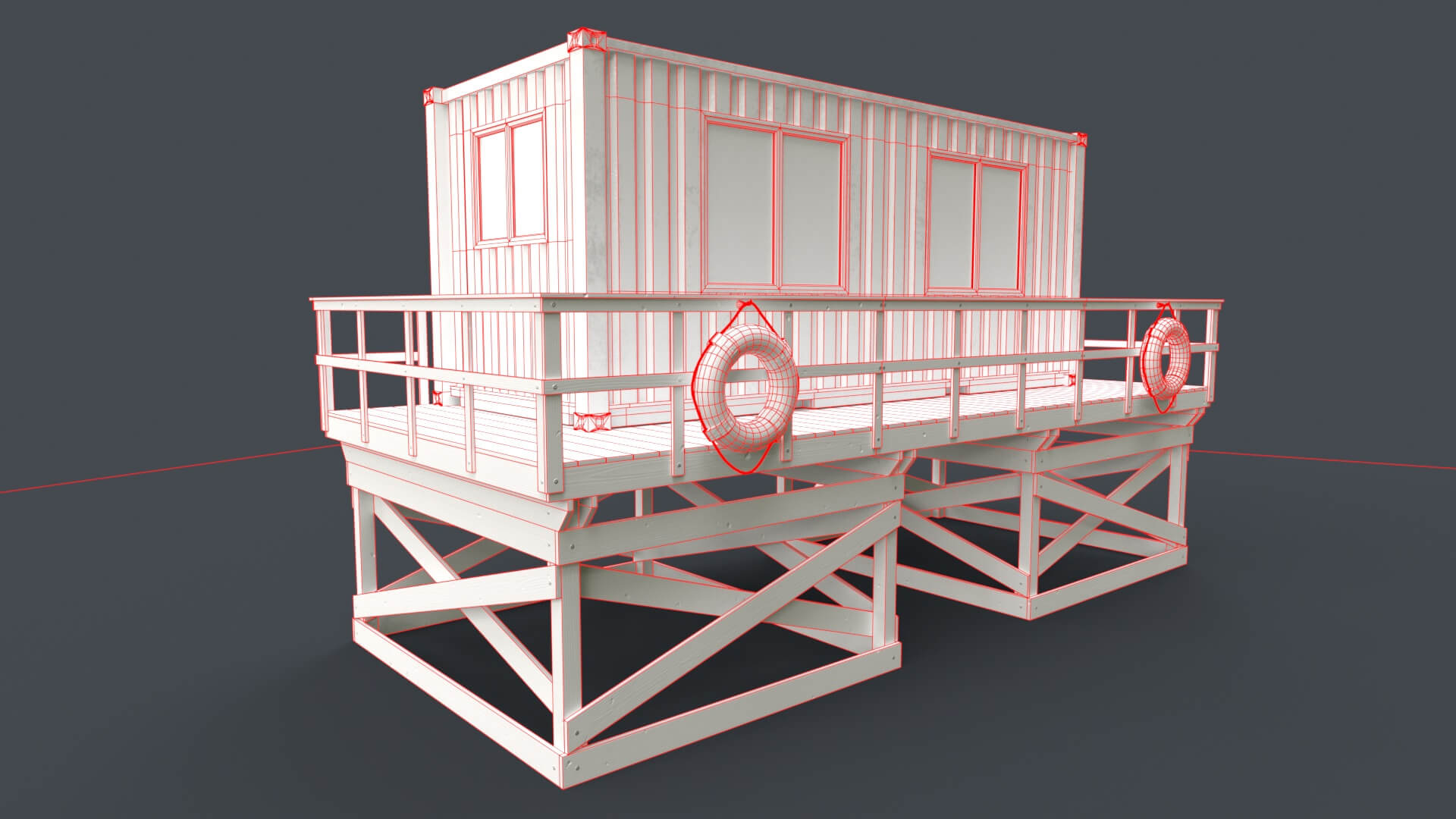 Outdoor Beach Lifeguard Container Office - 3D Model by PBR Cool