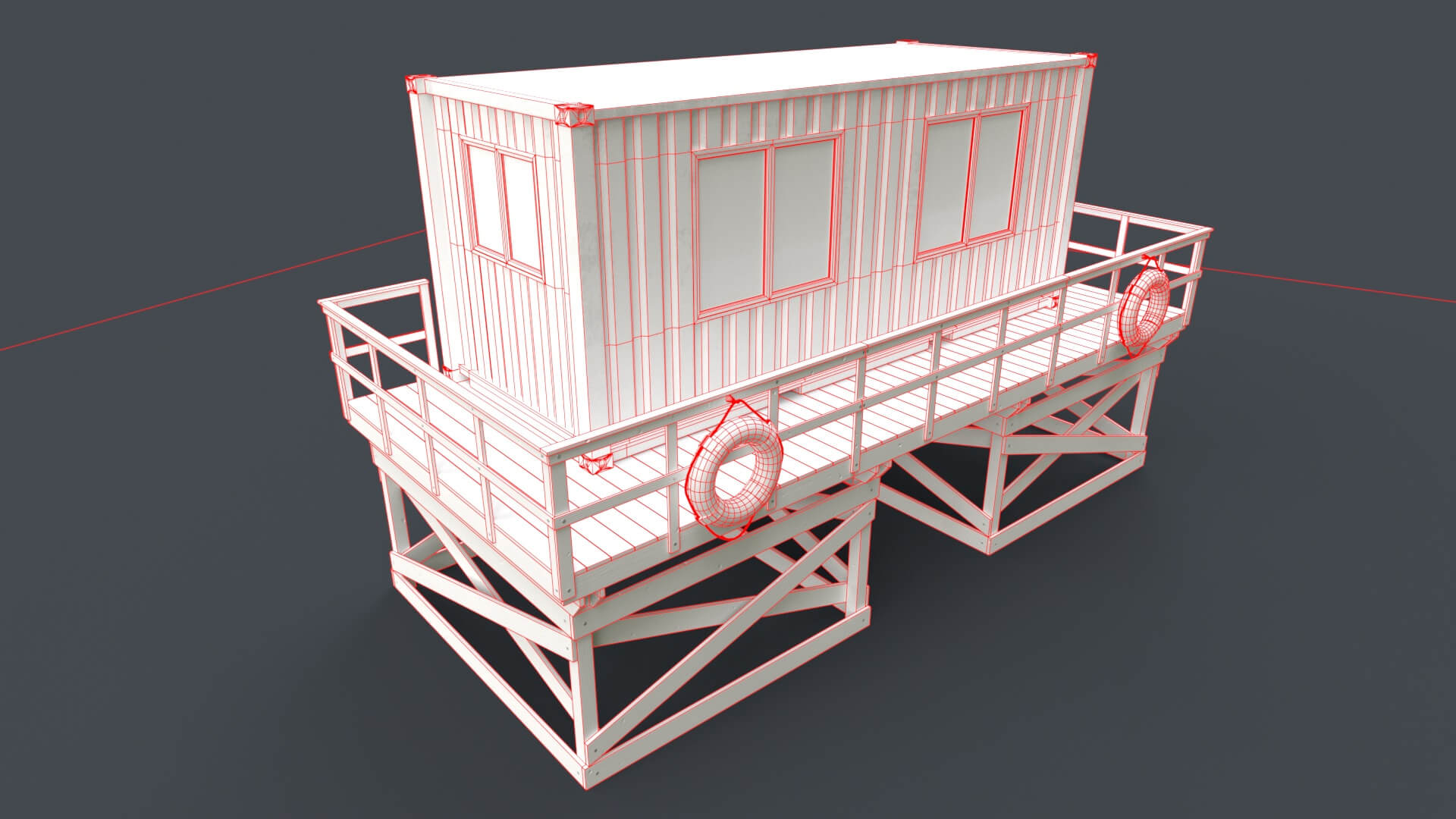 Outdoor Beach Lifeguard Container Office - 3D Model by PBR Cool