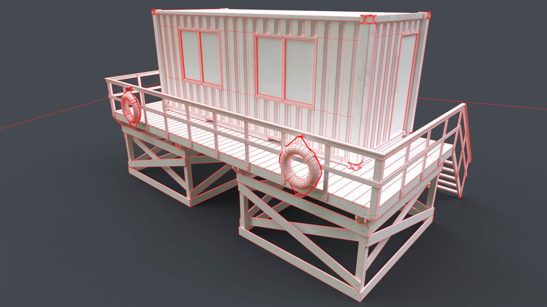 Outdoor Beach Lifeguard Container Office - 3D Model by PBR Cool
