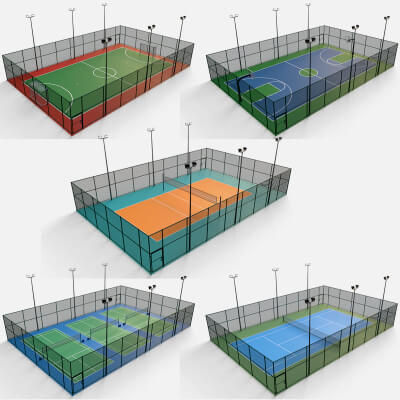Outdoor Multi Modular Sports Game Court - 3D Model by PBR Cool