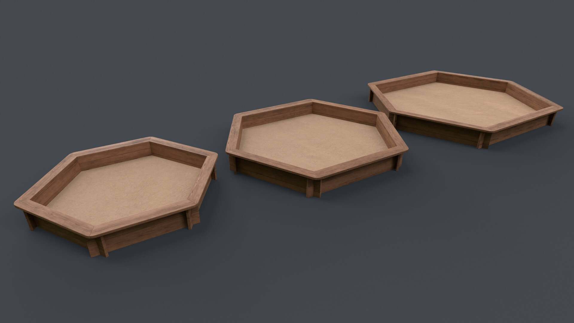 Outdoor Wooden Sandbox Hexagon C - 3D Model by PBR Cool