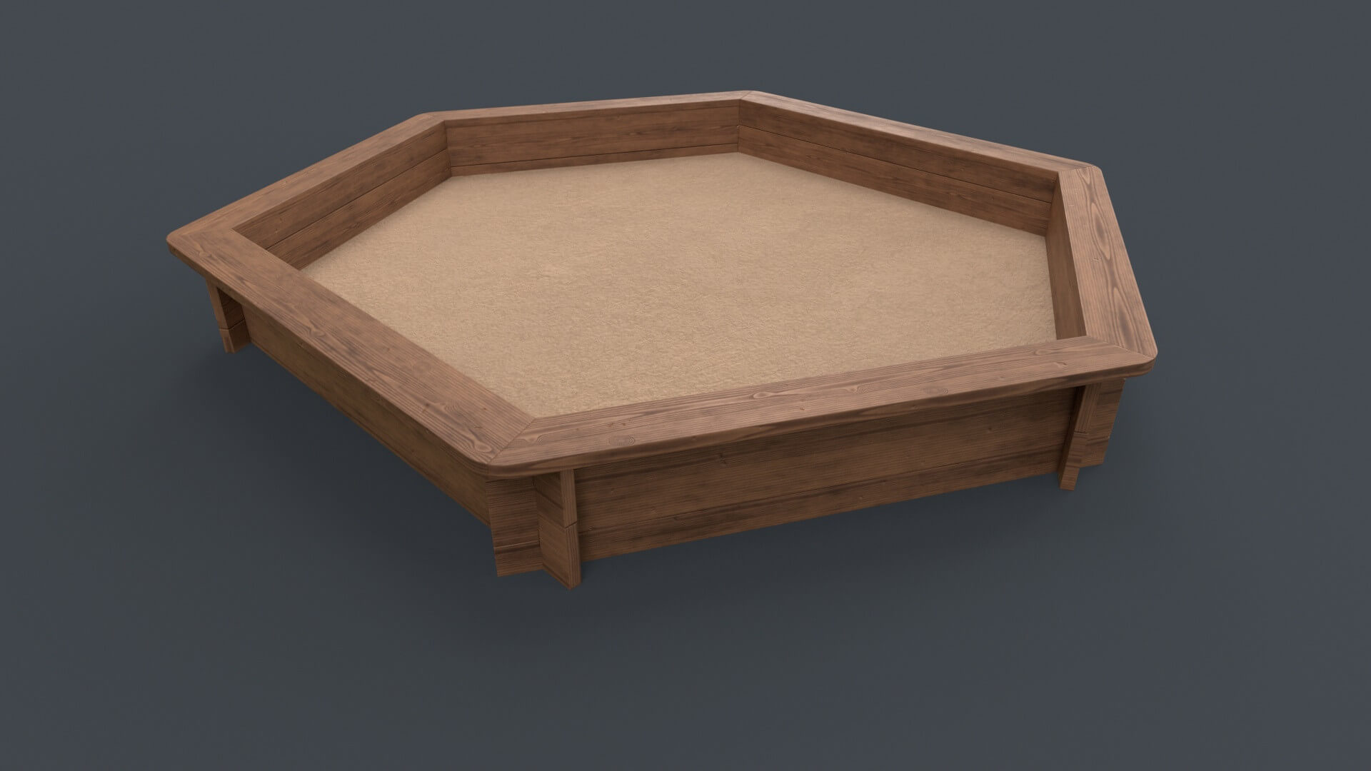 Outdoor Wooden Sandbox Hexagon C - 3D Model by PBR Cool