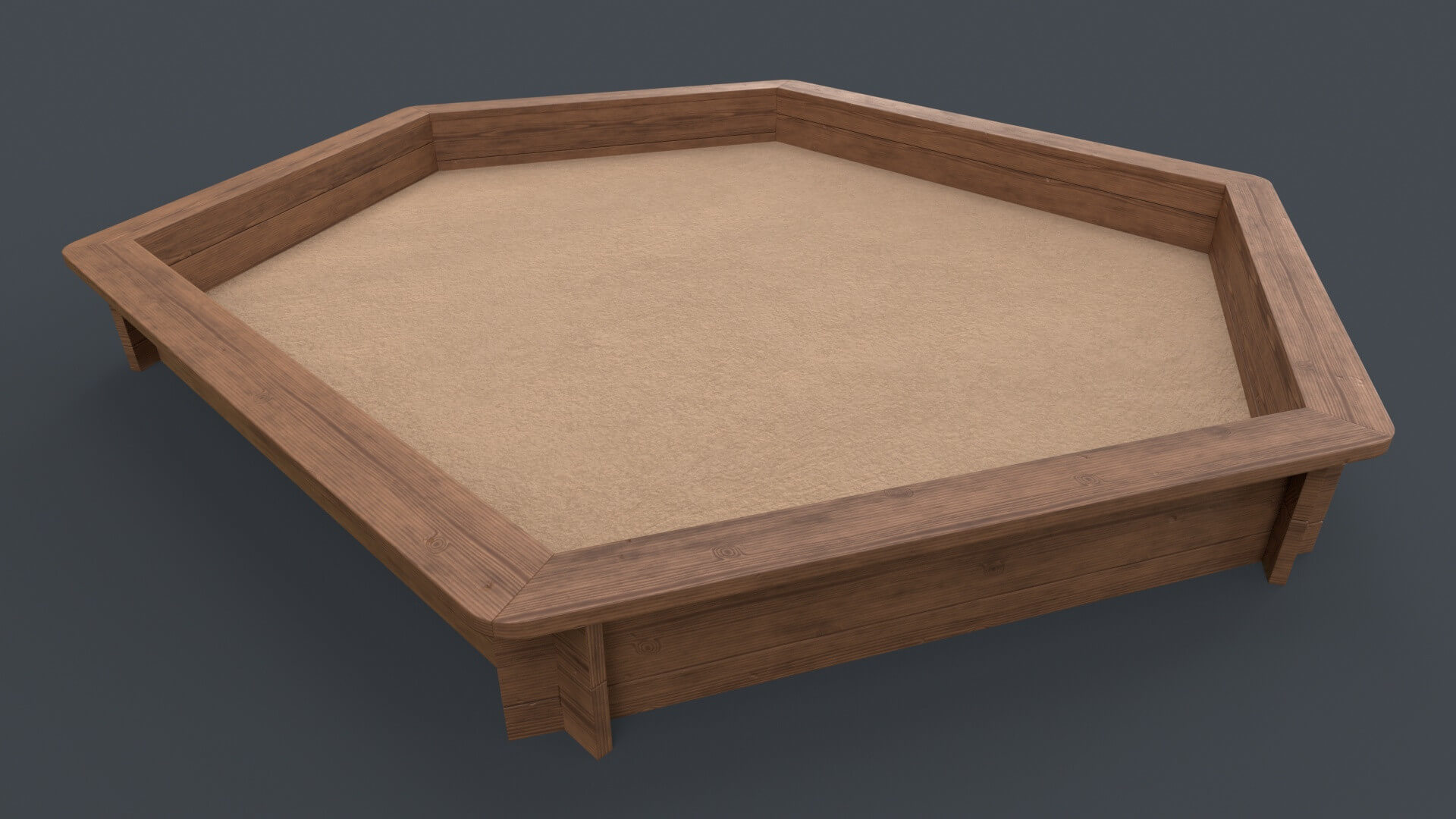 Outdoor Wooden Sandbox Hexagon C - 3D Model by PBR Cool