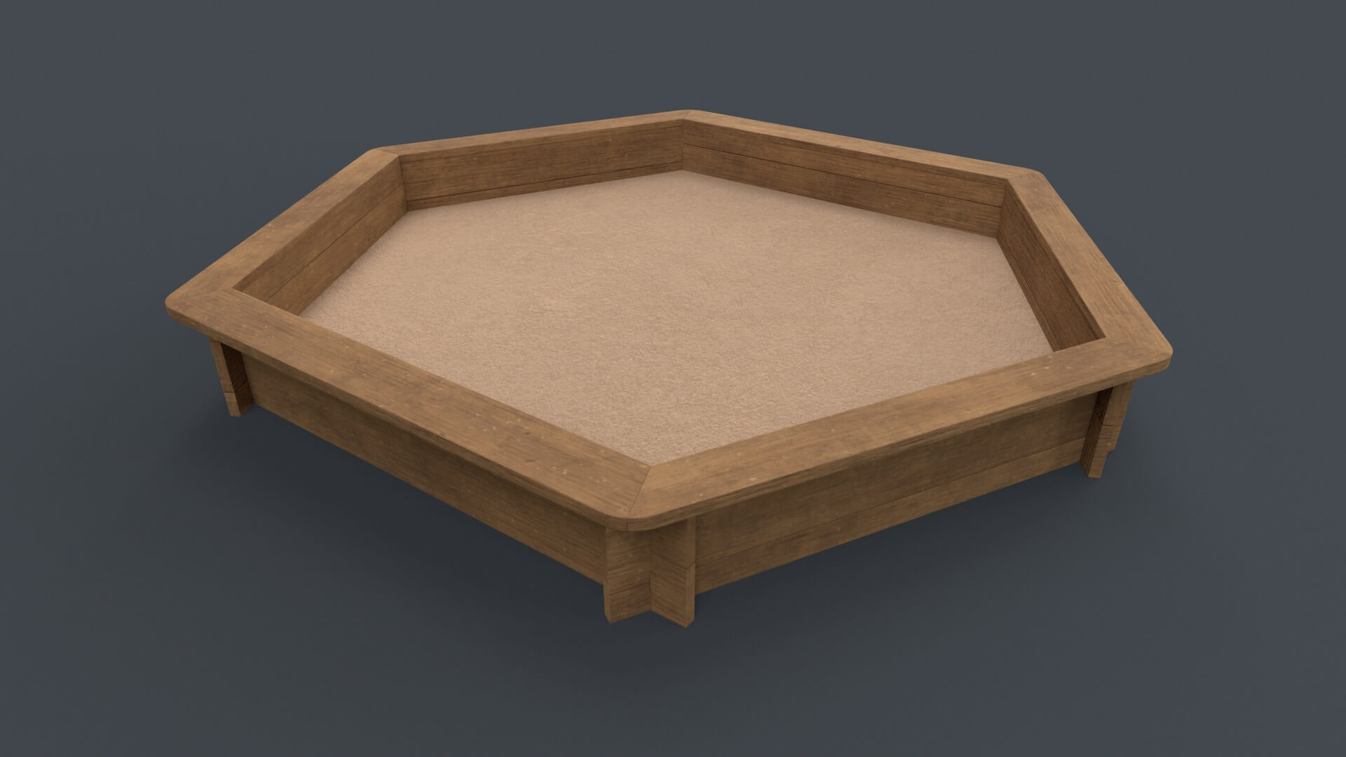 Outdoor Wooden Sandbox Hexagon C - 3D Model by PBR Cool