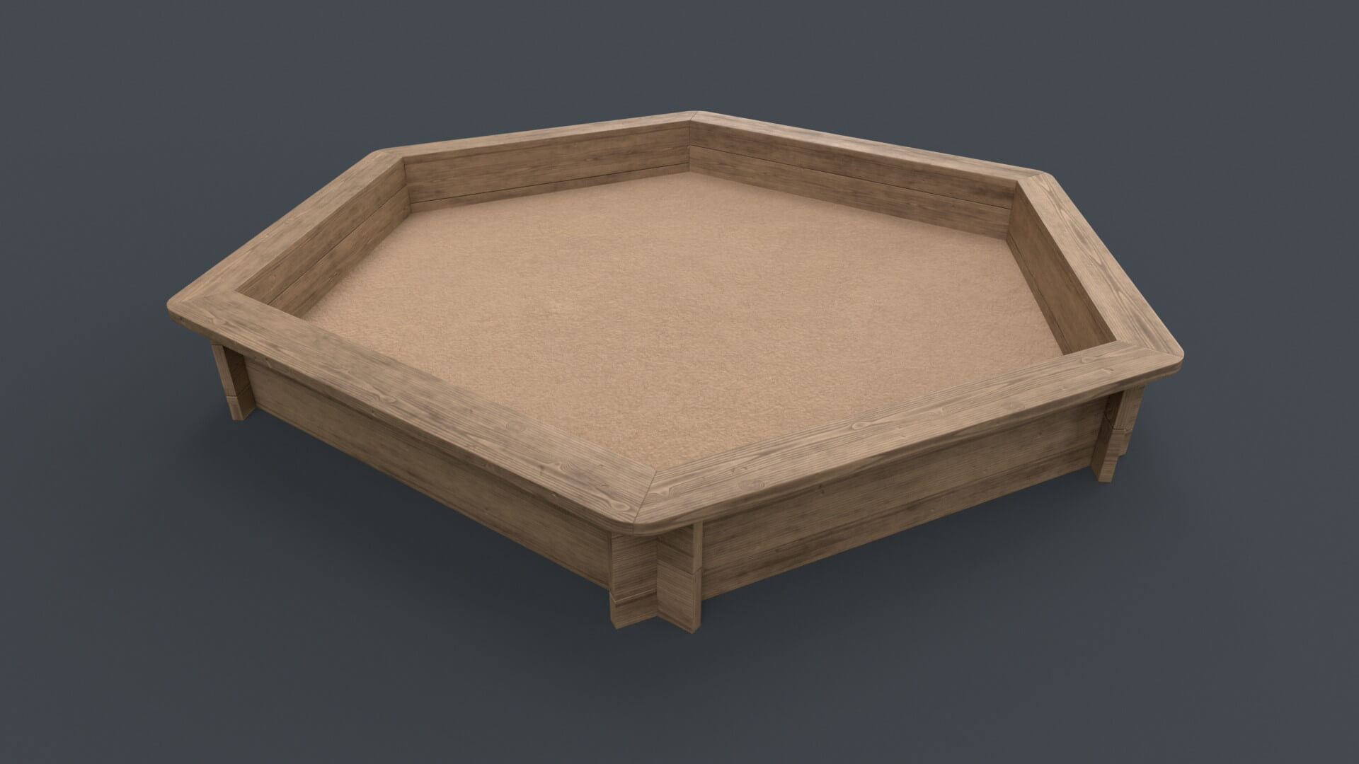 Outdoor Wooden Sandbox Hexagon C - 3D Model by PBR Cool