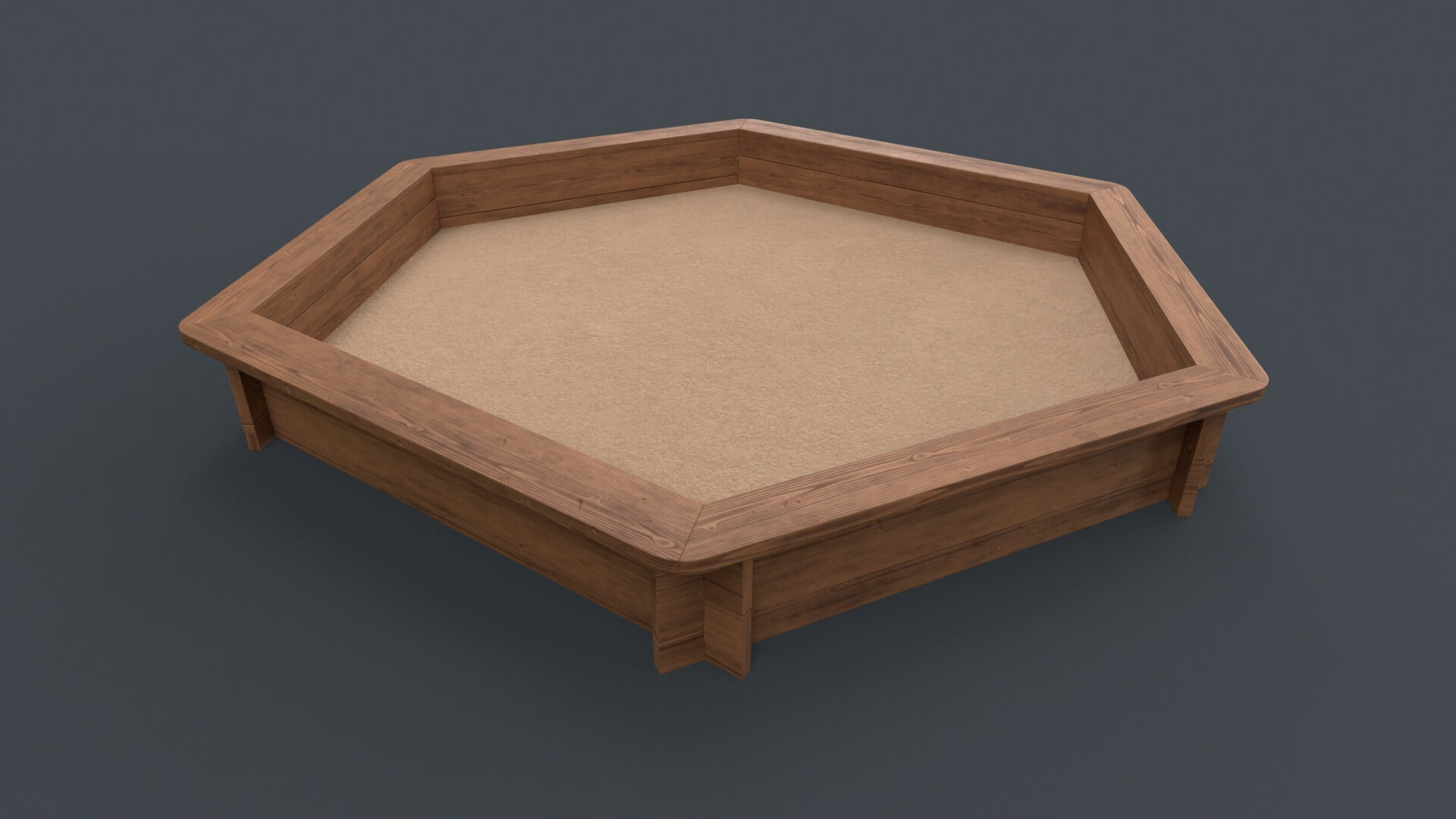 Outdoor Wooden Sandbox Hexagon C - 3D Model by PBR Cool