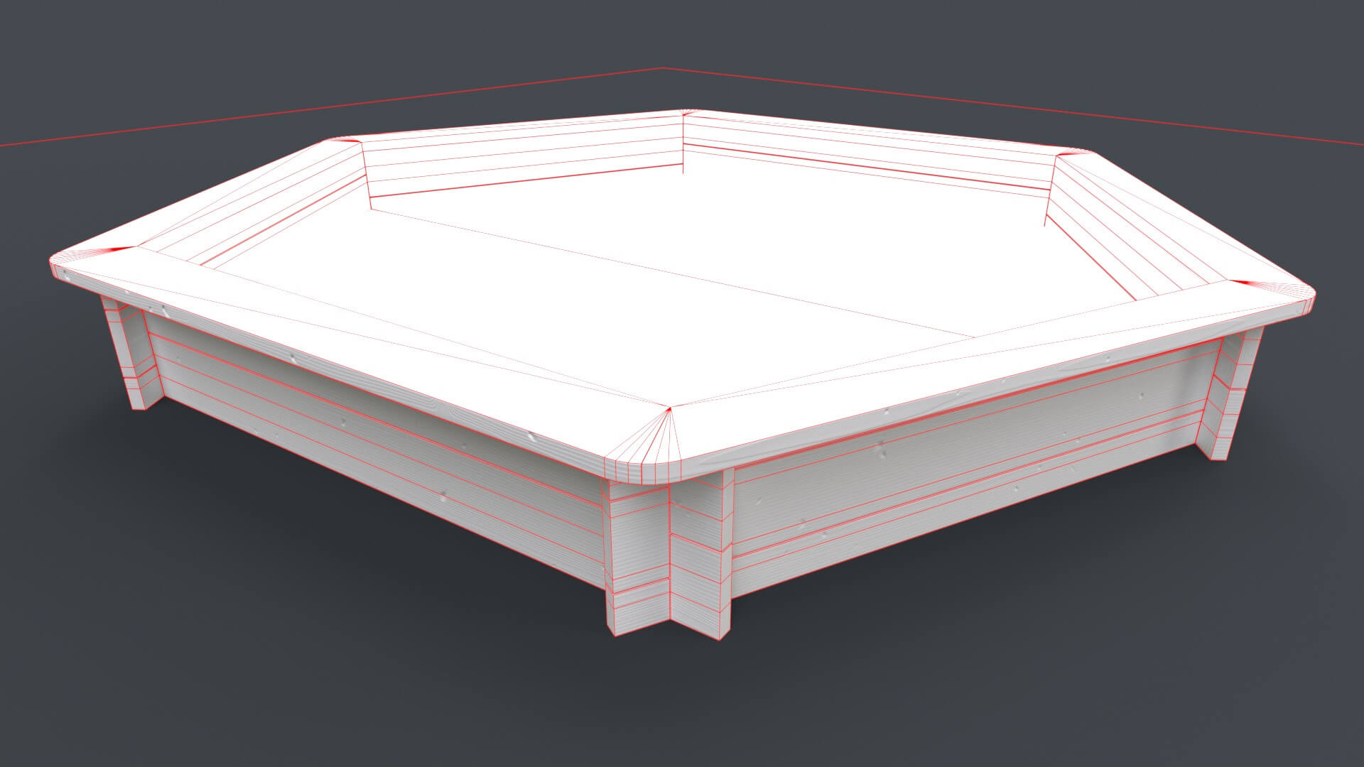 Outdoor Wooden Sandbox Hexagon C - 3D Model by PBR Cool