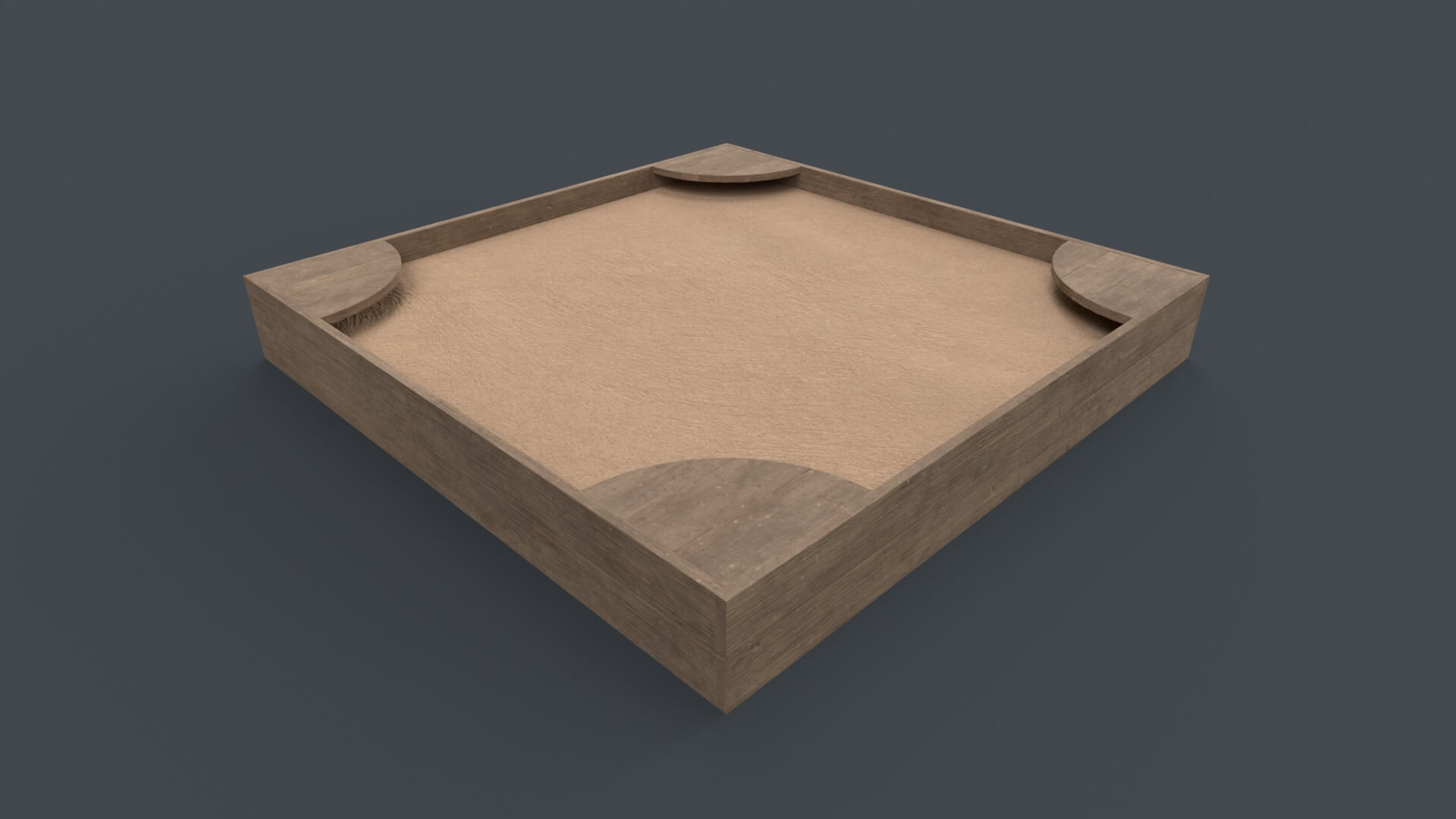 Outdoor Wooden Sandbox Square A - 3D Model by PBR Cool