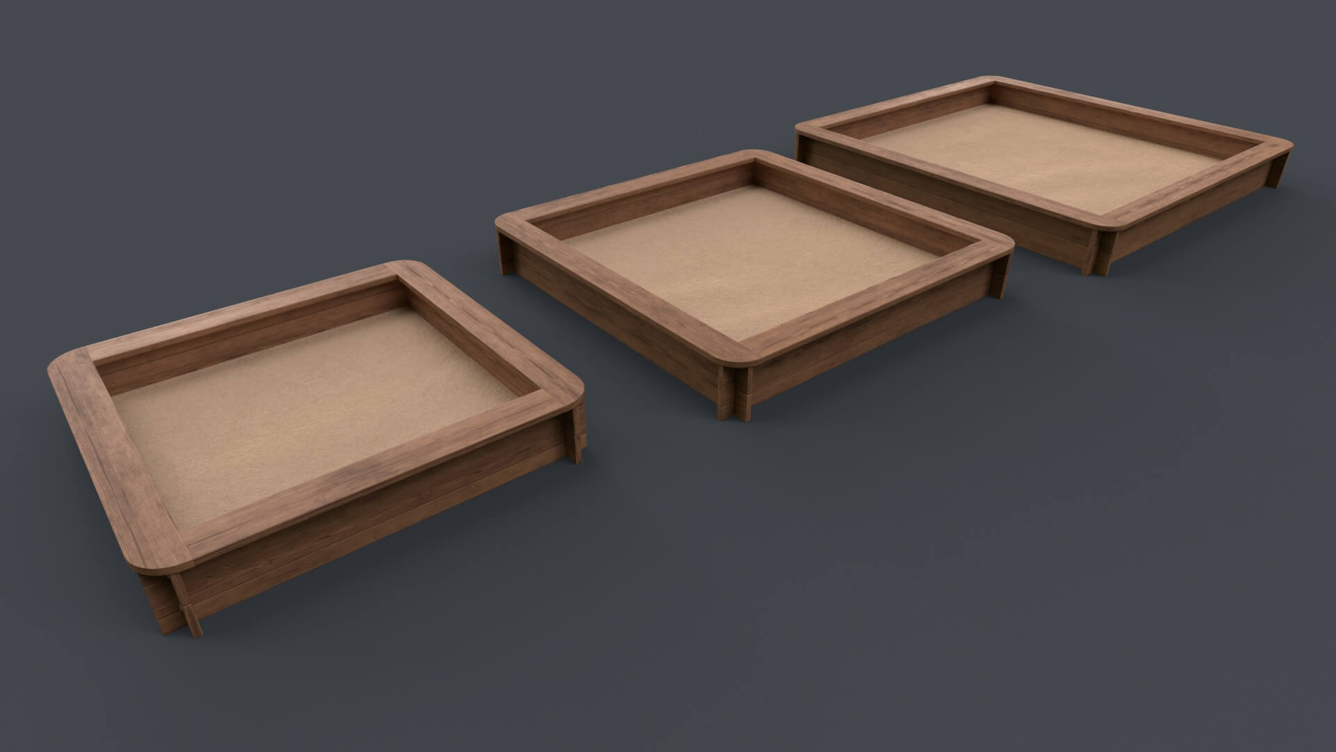 Outdoor Wooden Sandbox Square B - 3D Model by PBR Cool
