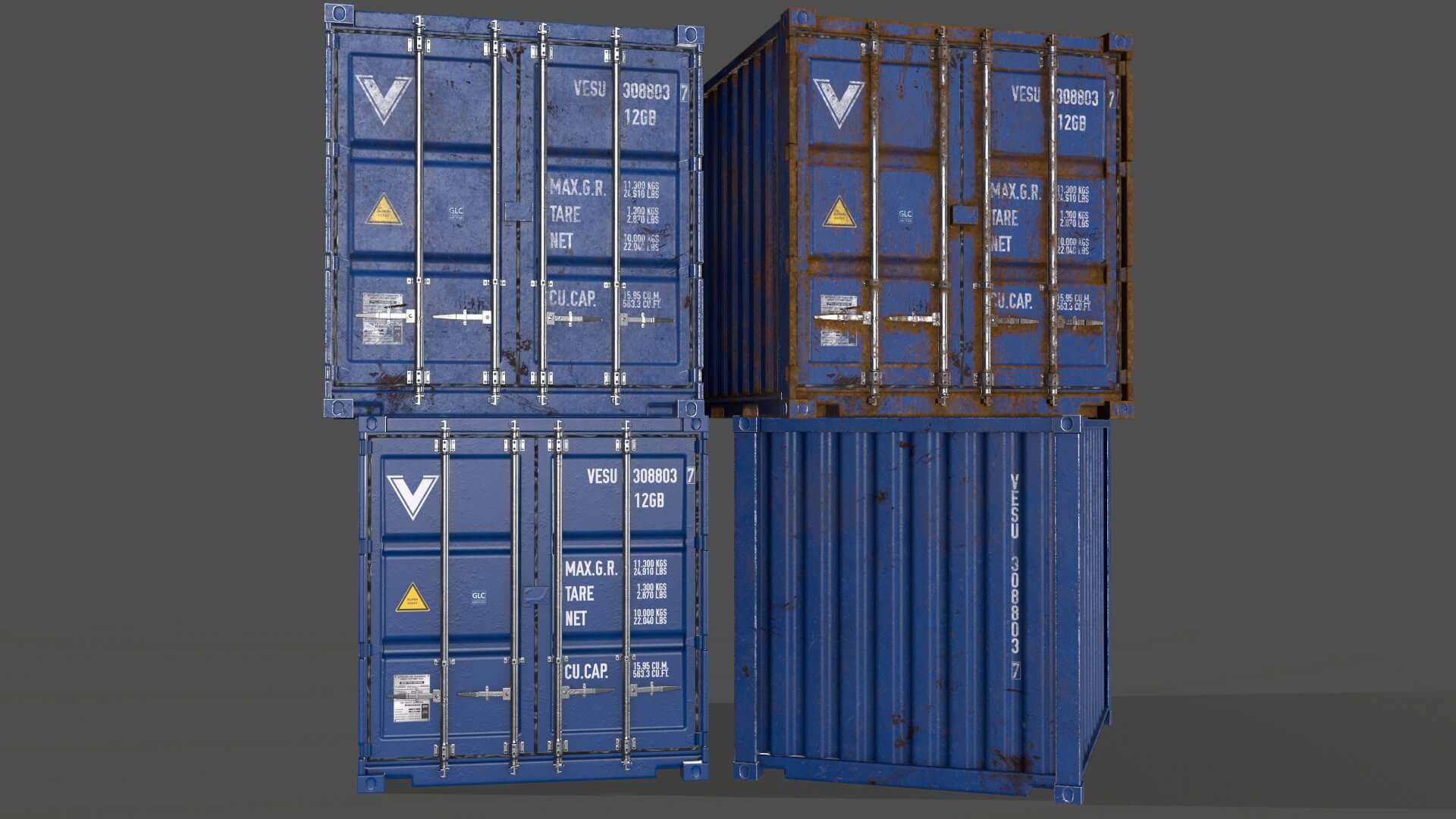 10 Ft Storage Container - Blue 3D Model by PBR Cool
