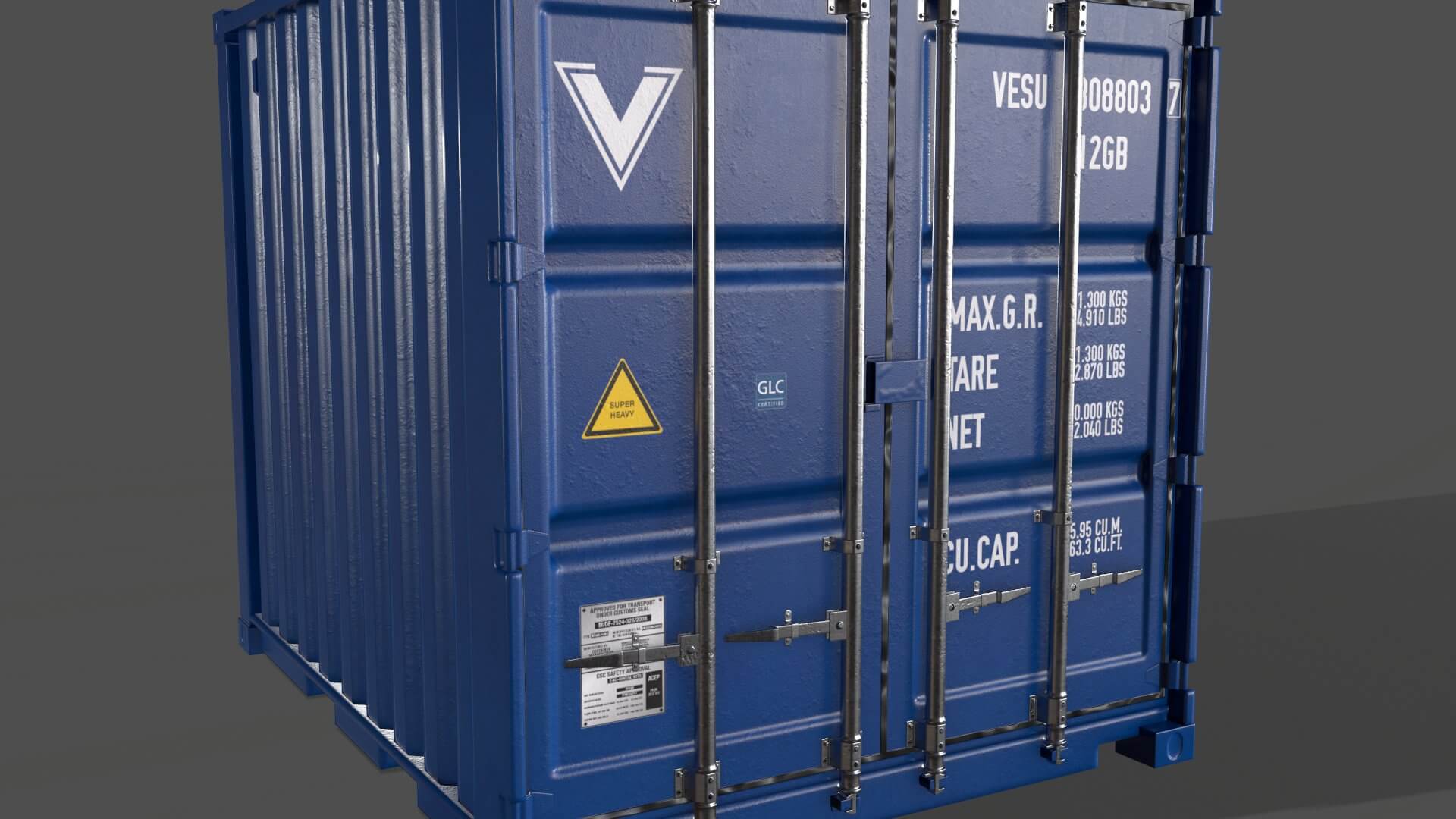 10 Ft Storage Container - Blue 3D Model by PBR Cool