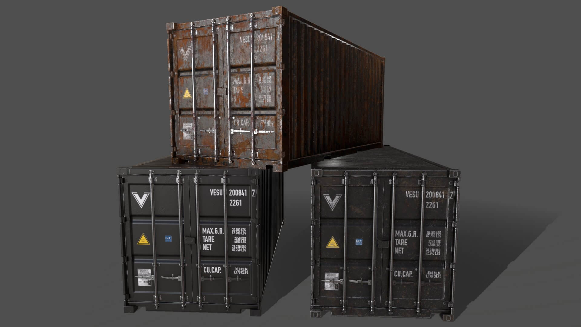20 Ft Shipping Cargo Container Version 1 - Black 3D Model by PBR Cool