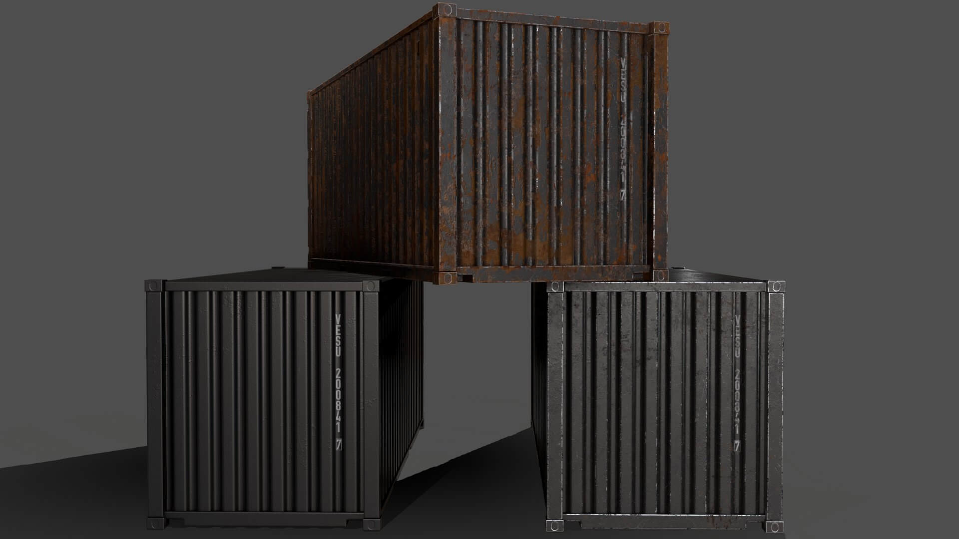 20 Ft Shipping Cargo Container Version 1 - Black 3D Model by PBR Cool