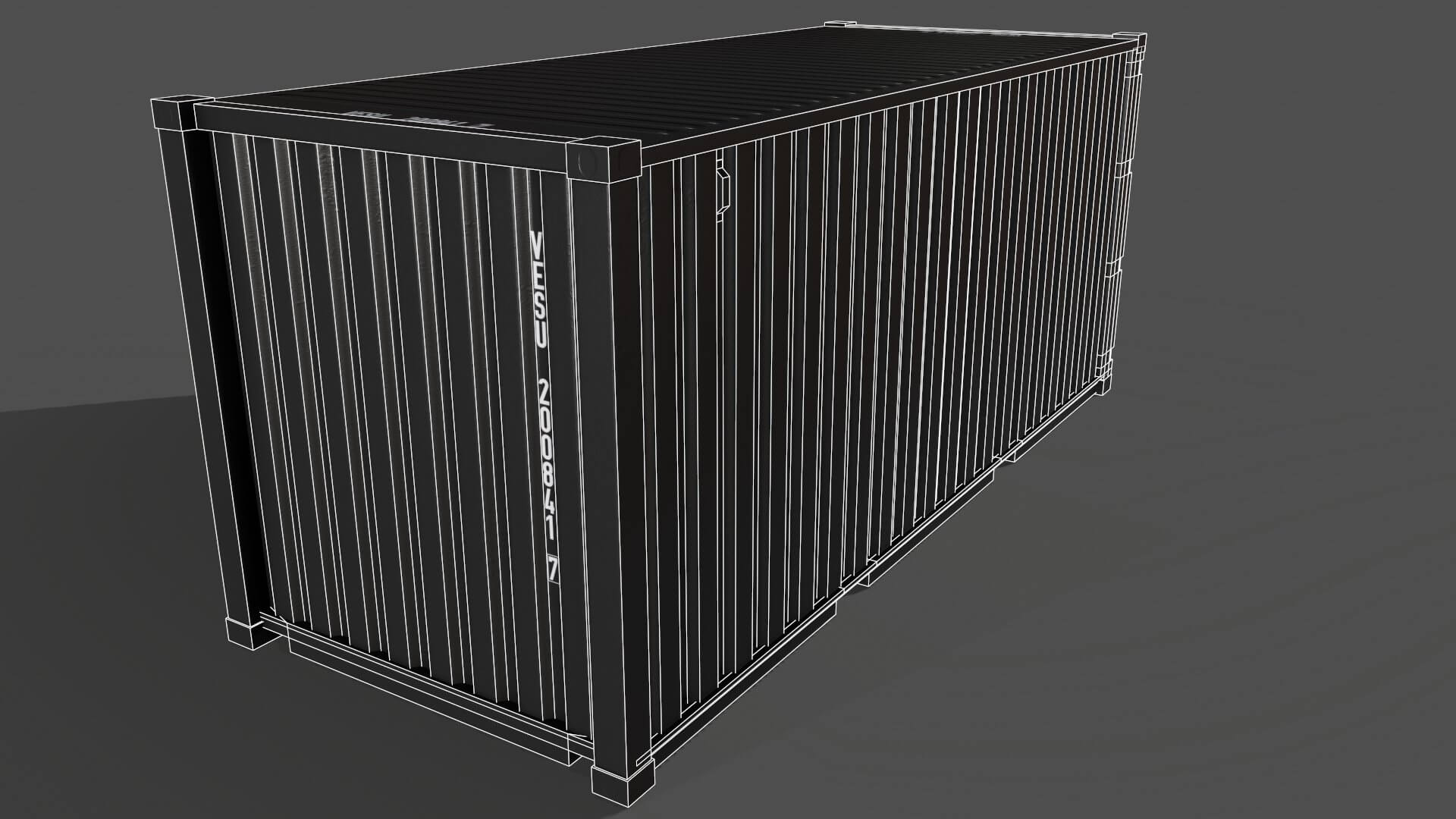 20 Ft Shipping Cargo Container Version 1 - Black 3D Model by PBR Cool