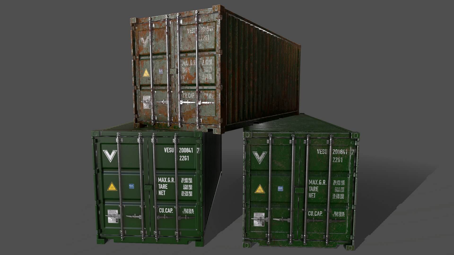 20 Ft Shipping Cargo Container Version 1 - Green 3D Model by PBR Cool