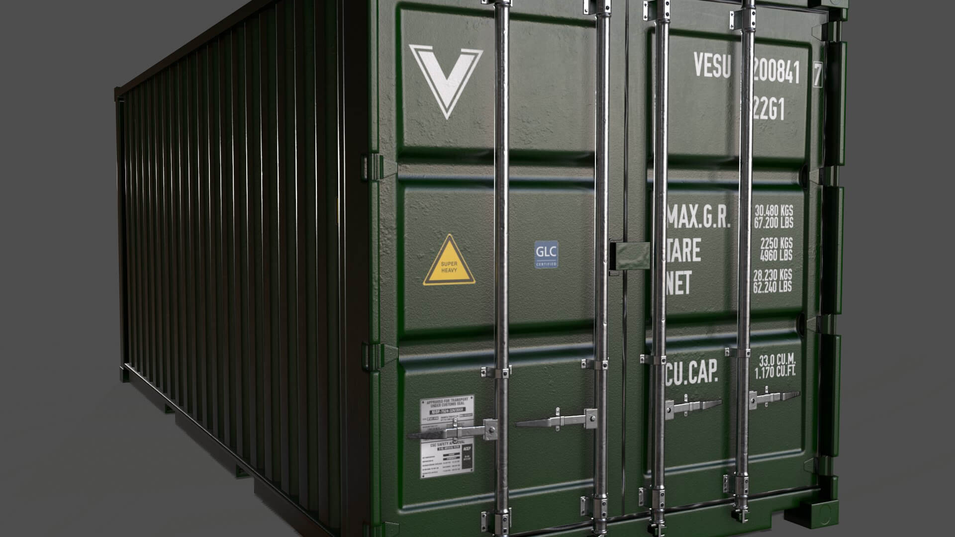 20 Ft Shipping Cargo Container Version 1 - Green 3D Model by PBR Cool