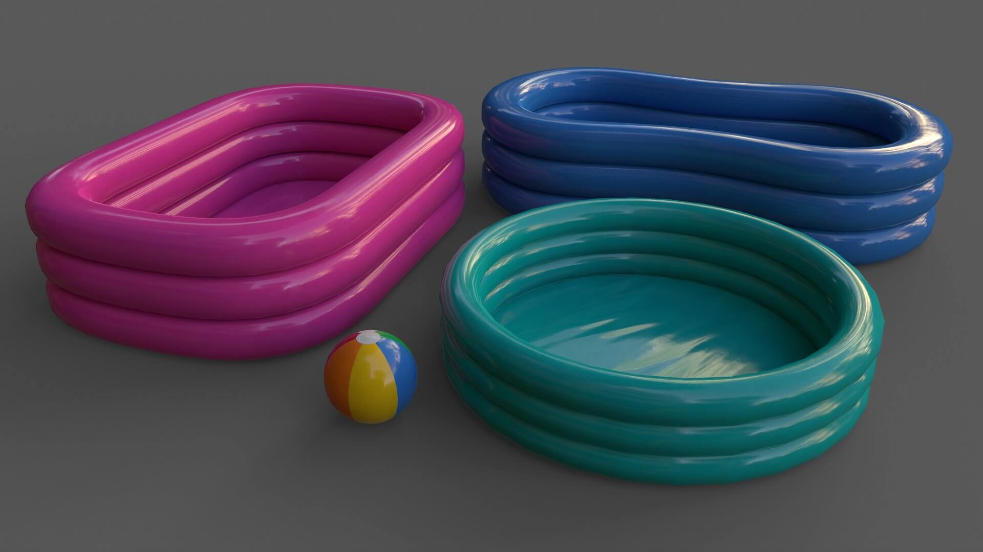 Beach Ball and Inflatable Swimming Pool - 3D Model by PBR Cool