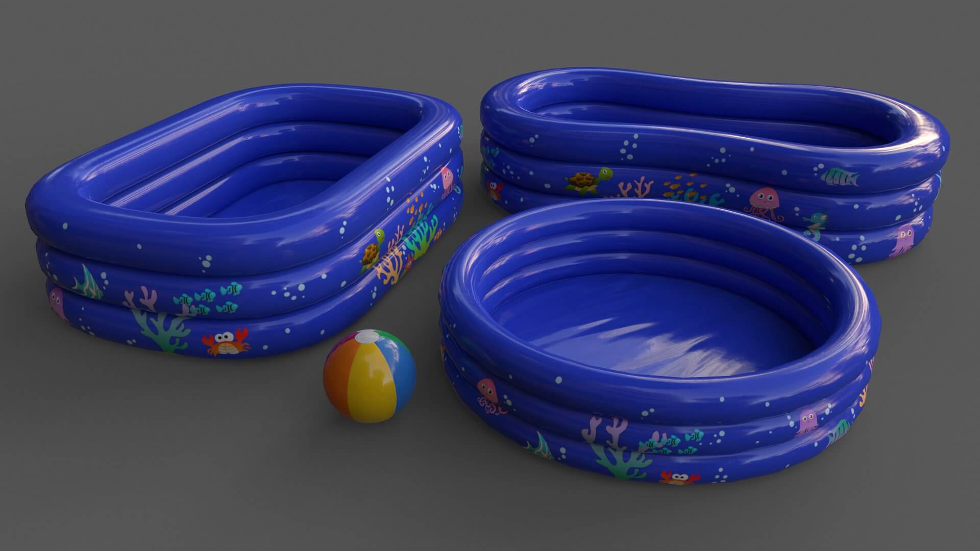 Beach Ball and Inflatable Swimming Pool - 3D Model by PBR Cool