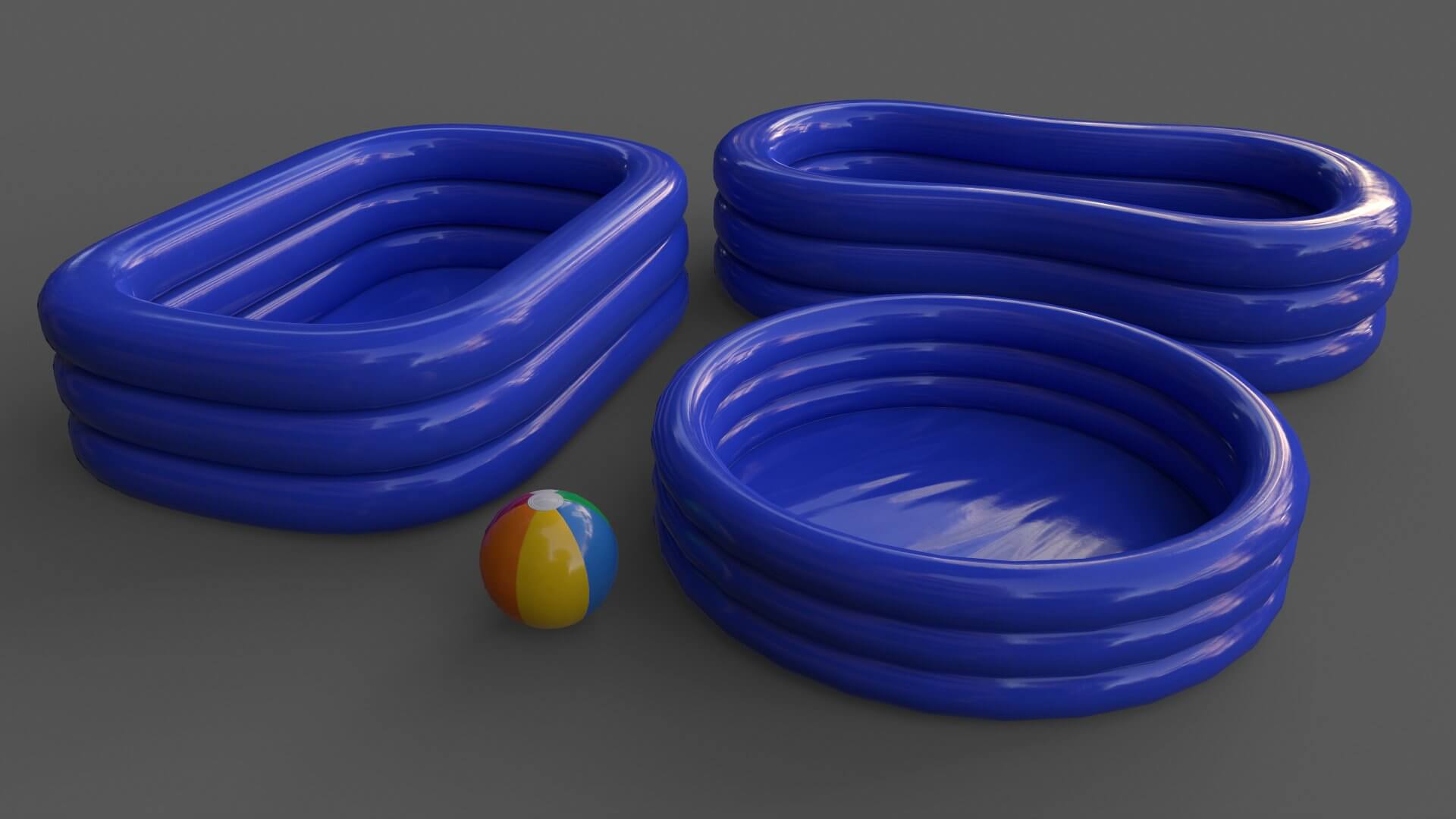 Beach Ball and Inflatable Swimming Pool - 3D Model by PBR Cool