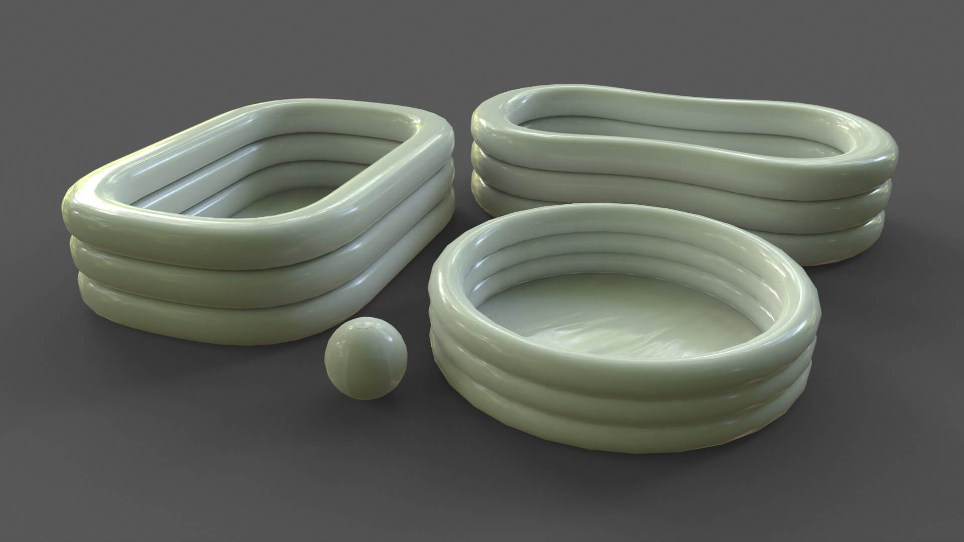 Beach Ball and Inflatable Swimming Pool - 3D Model by PBR Cool