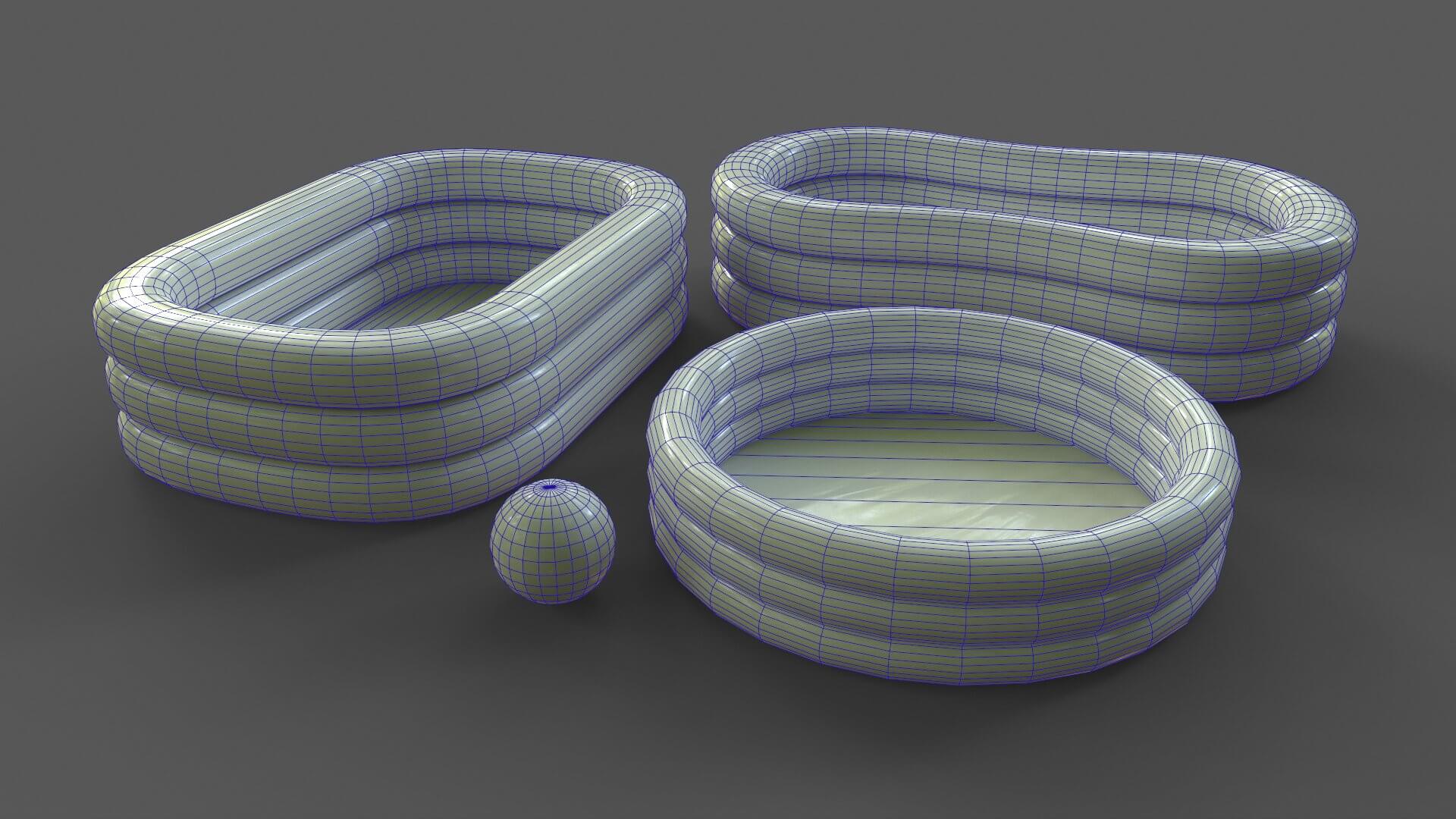 Beach Ball and Inflatable Swimming Pool - 3D Model by PBR Cool
