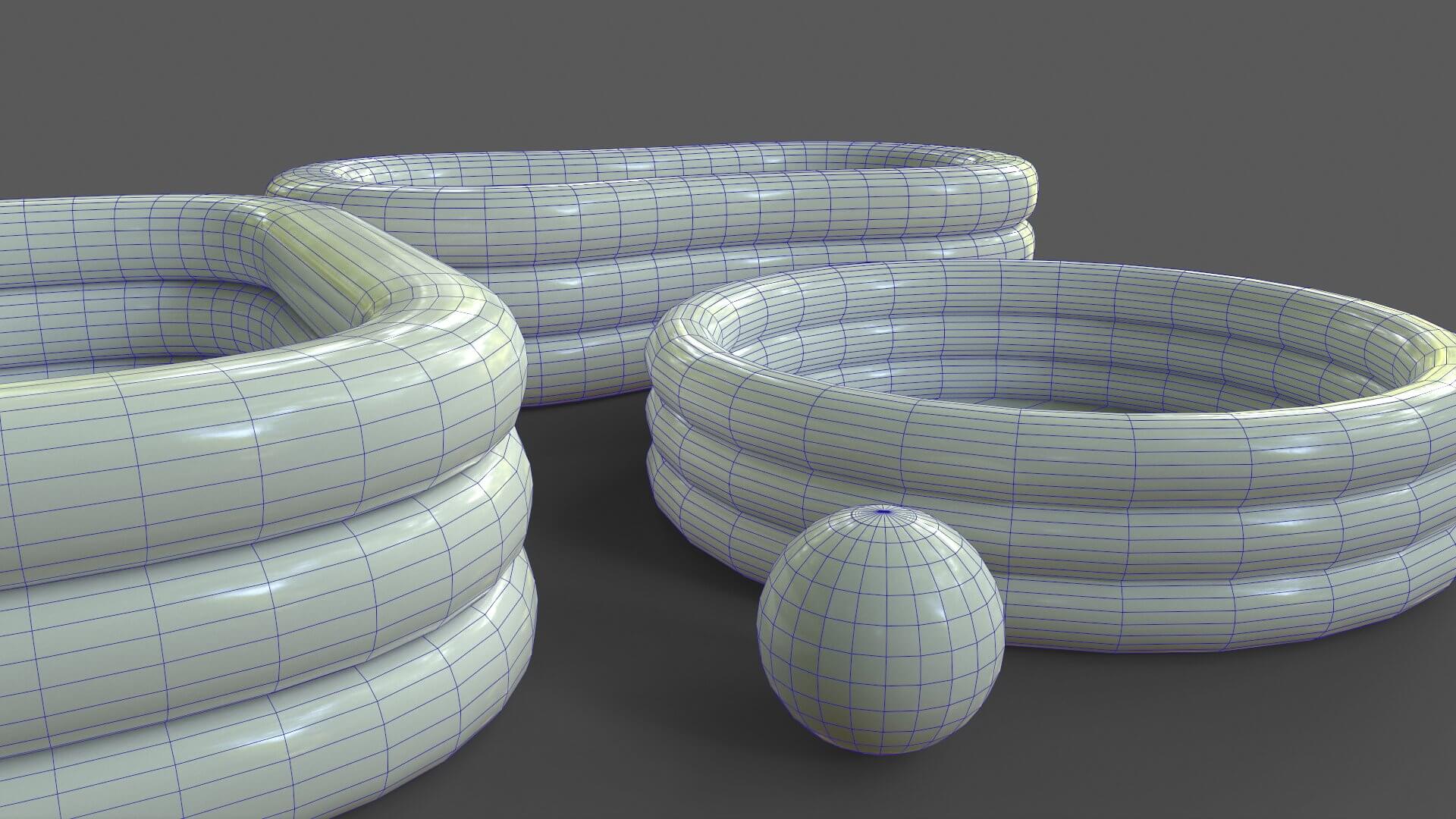 Beach Ball and Inflatable Swimming Pool - 3D Model by PBR Cool