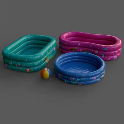 Beach Ball and Inflatable Swimming Pool - 3D Model by PBR Cool
