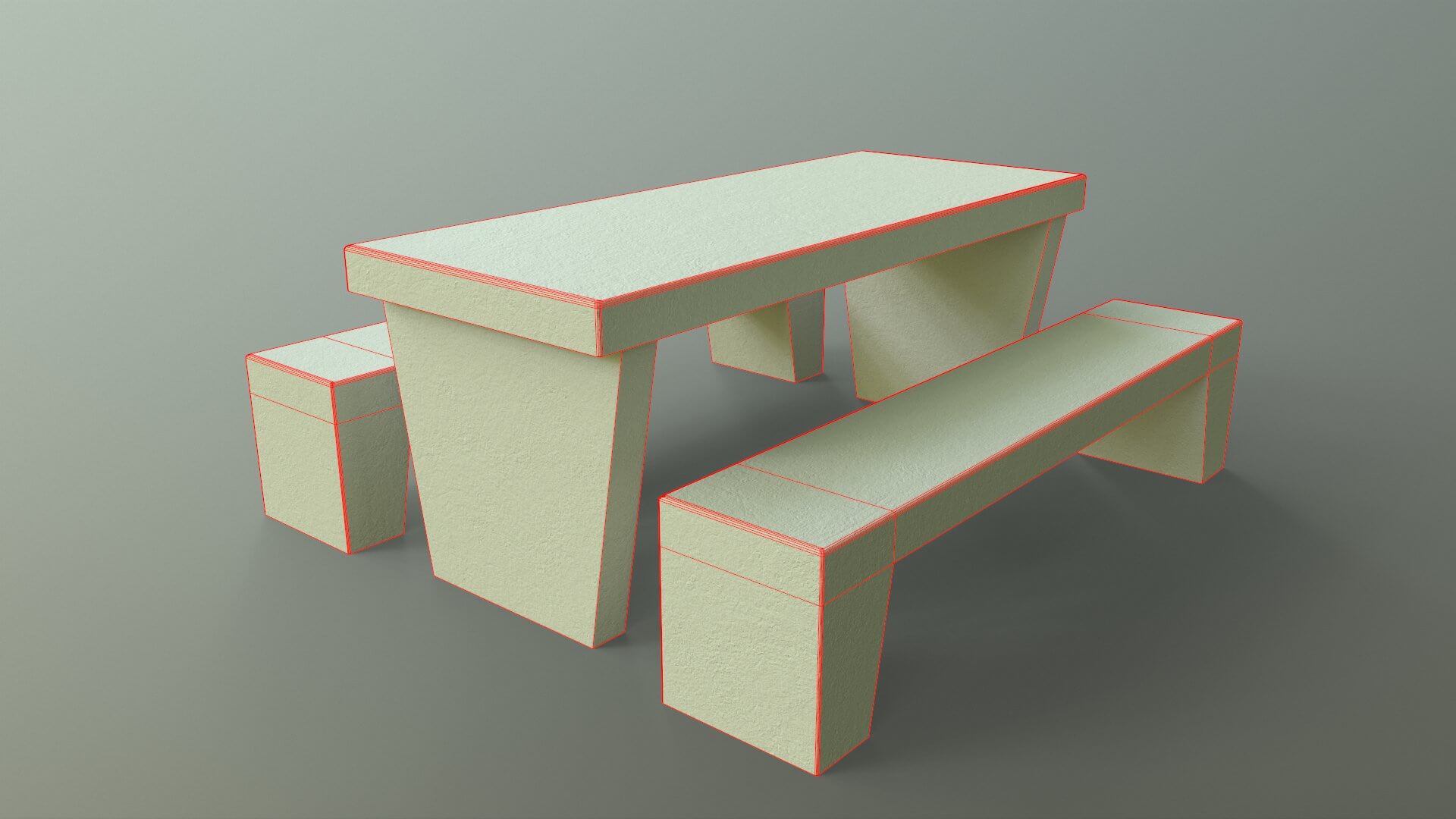 Concrete Picnic Table A - 3D Model by PBR Cool