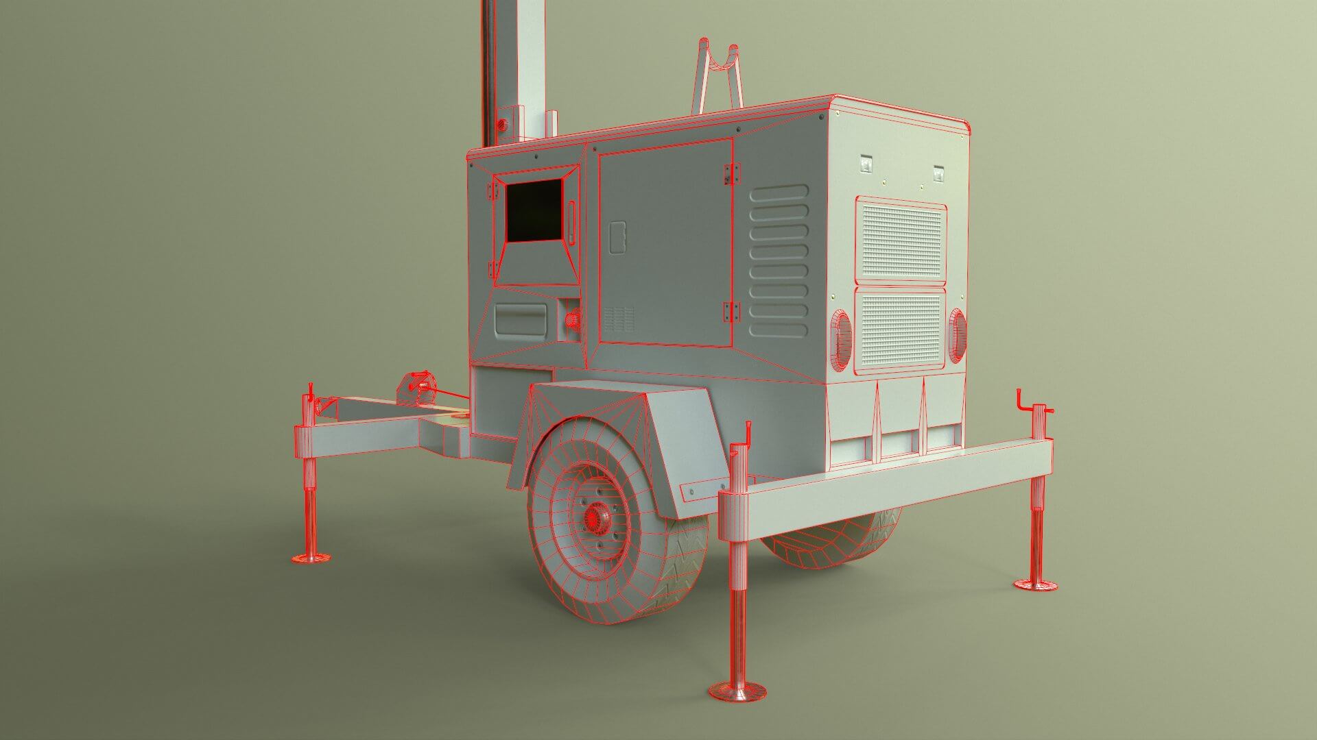Mobile Light Tower Generator A - Blue 3D Model by PBR Cool