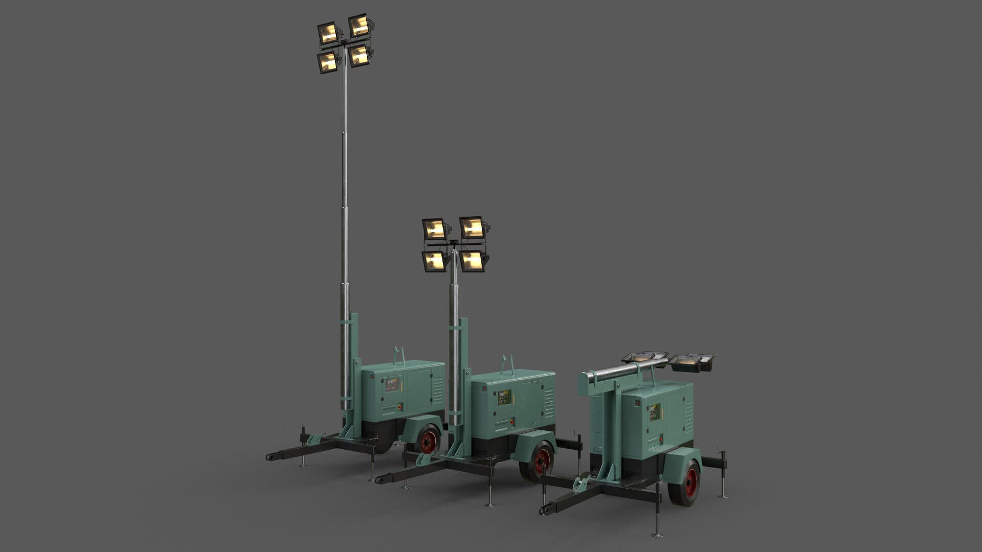 Mobile Light Tower Generator A - Green Light 3D Model by PBR Cool