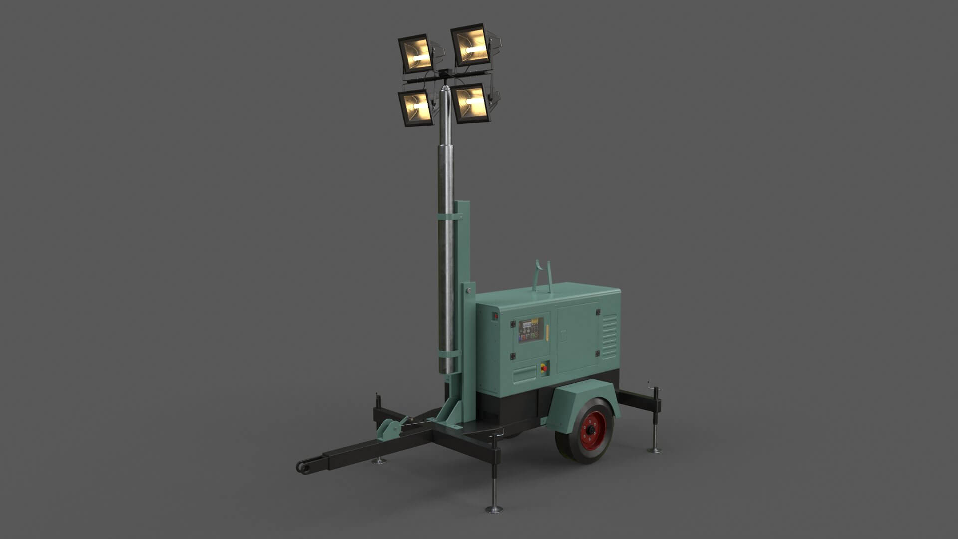 Mobile Light Tower Generator A - Green Light 3D Model by PBR Cool