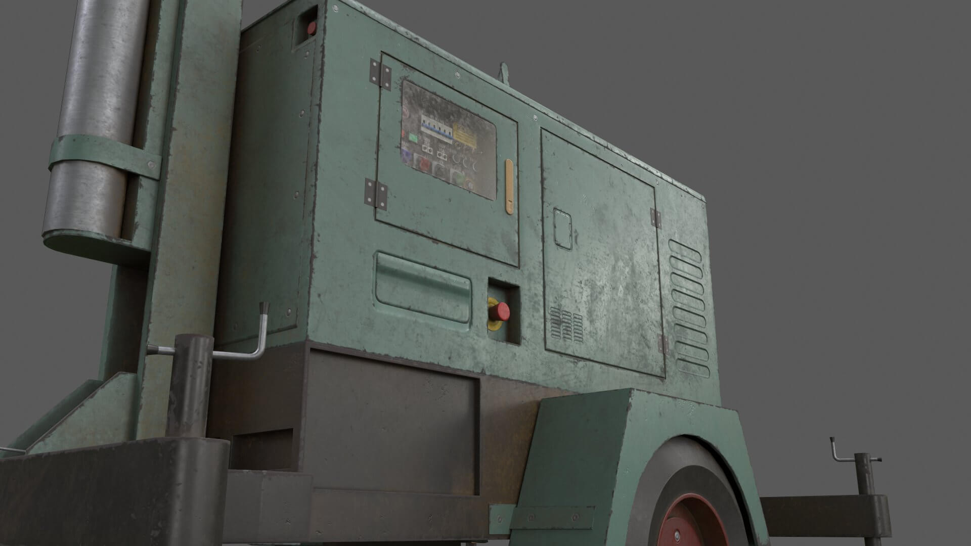 Mobile Light Tower Generator A - Green Light 3D Model by PBR Cool