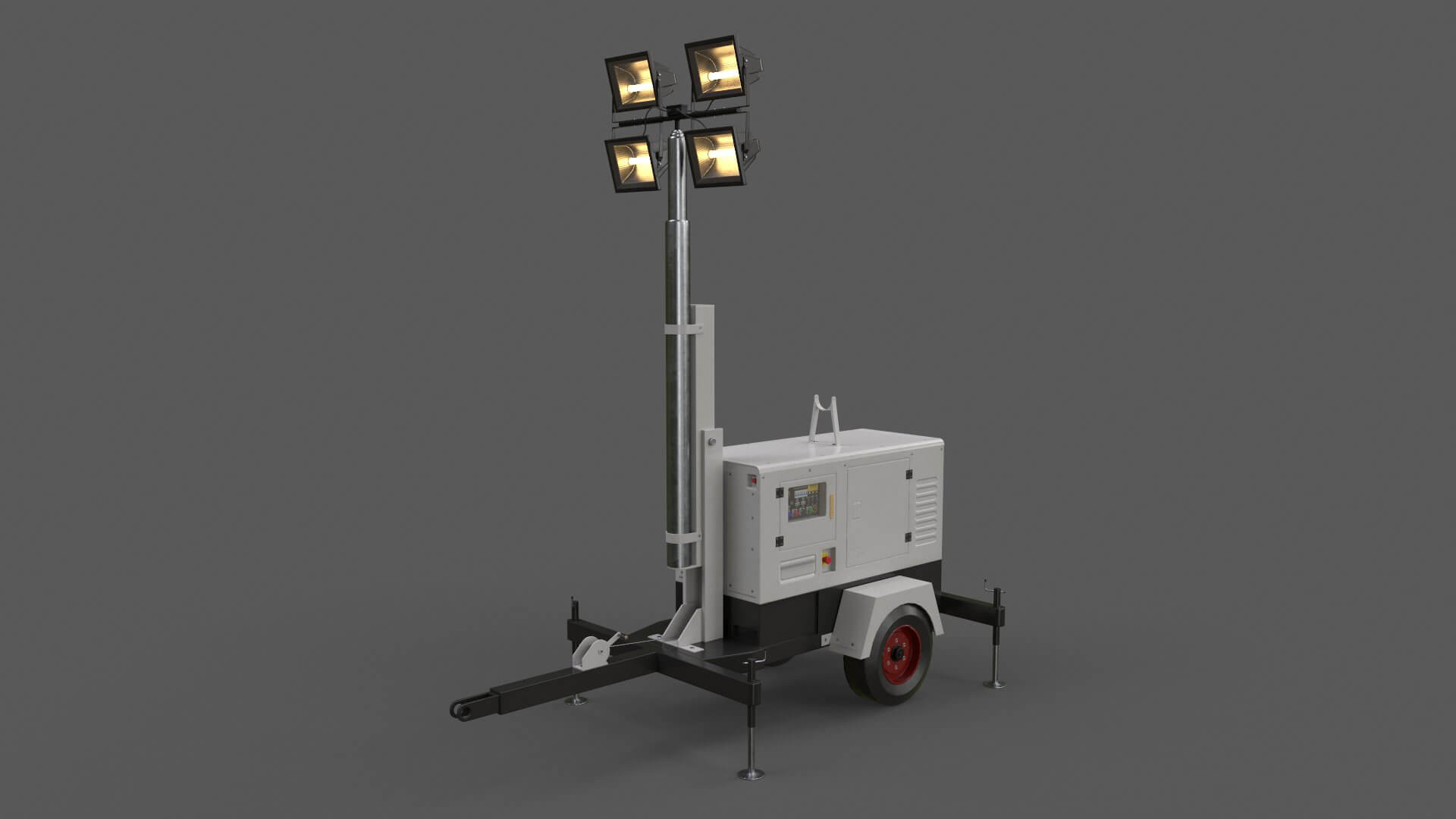 Mobile Light Tower Generator A - Grey 3D Model by PBR Cool