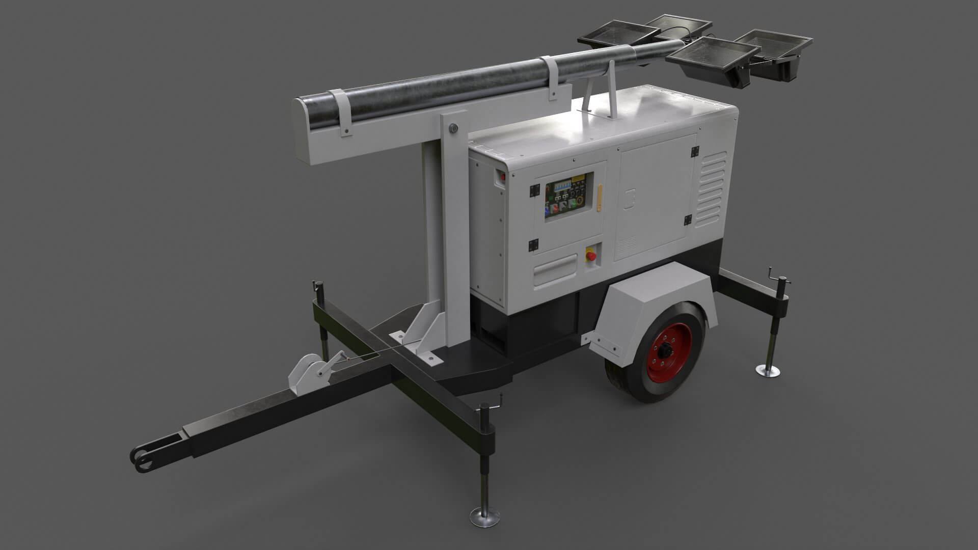 Mobile Light Tower Generator A - Grey 3D Model by PBR Cool