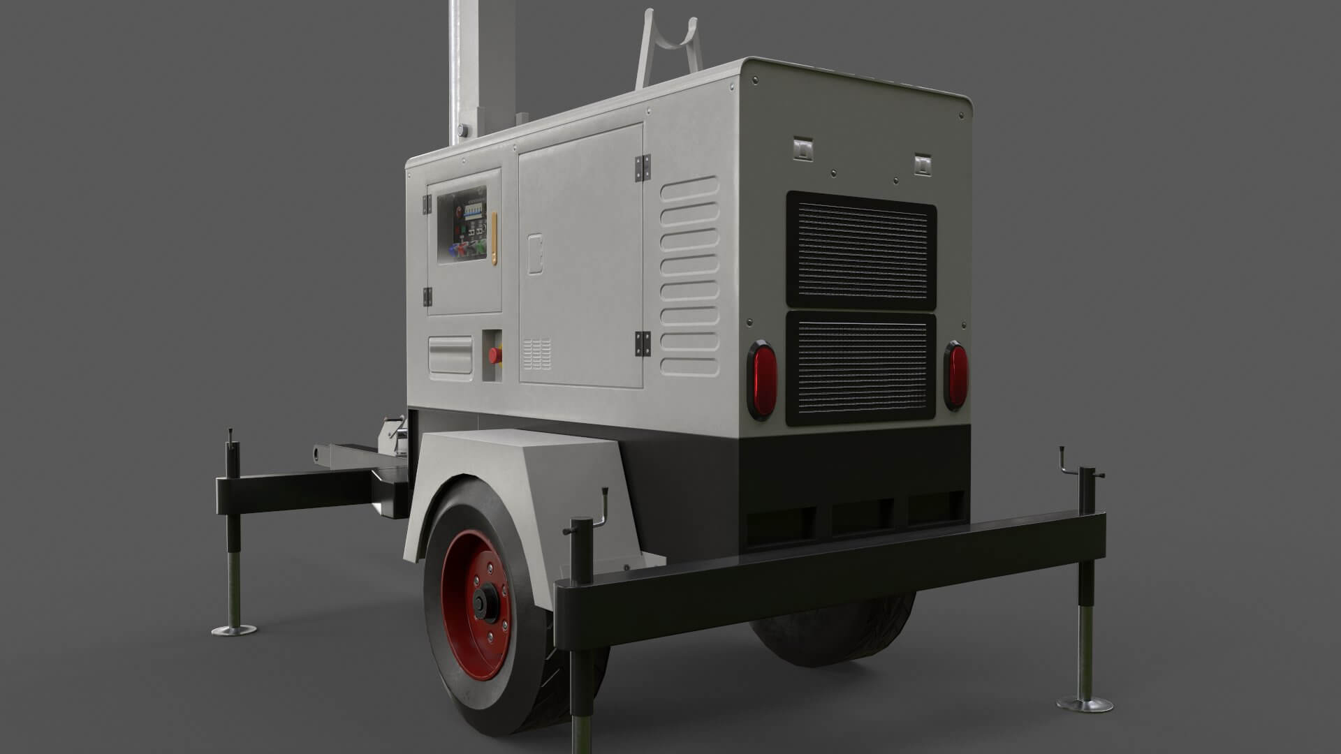Mobile Light Tower Generator A - Grey 3D Model by PBR Cool