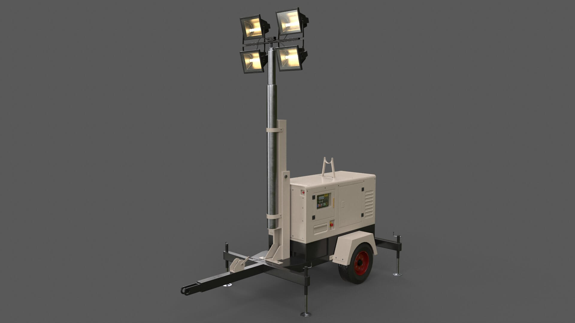 PBR Mobile Light Tower Generator A - White 3D Model by PBR Cool