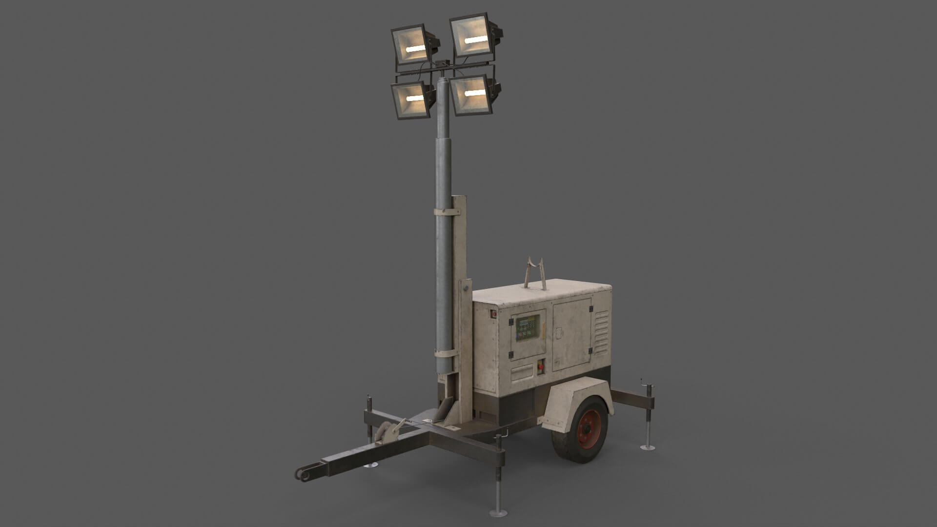 PBR Mobile Light Tower Generator A - White 3D Model by PBR Cool