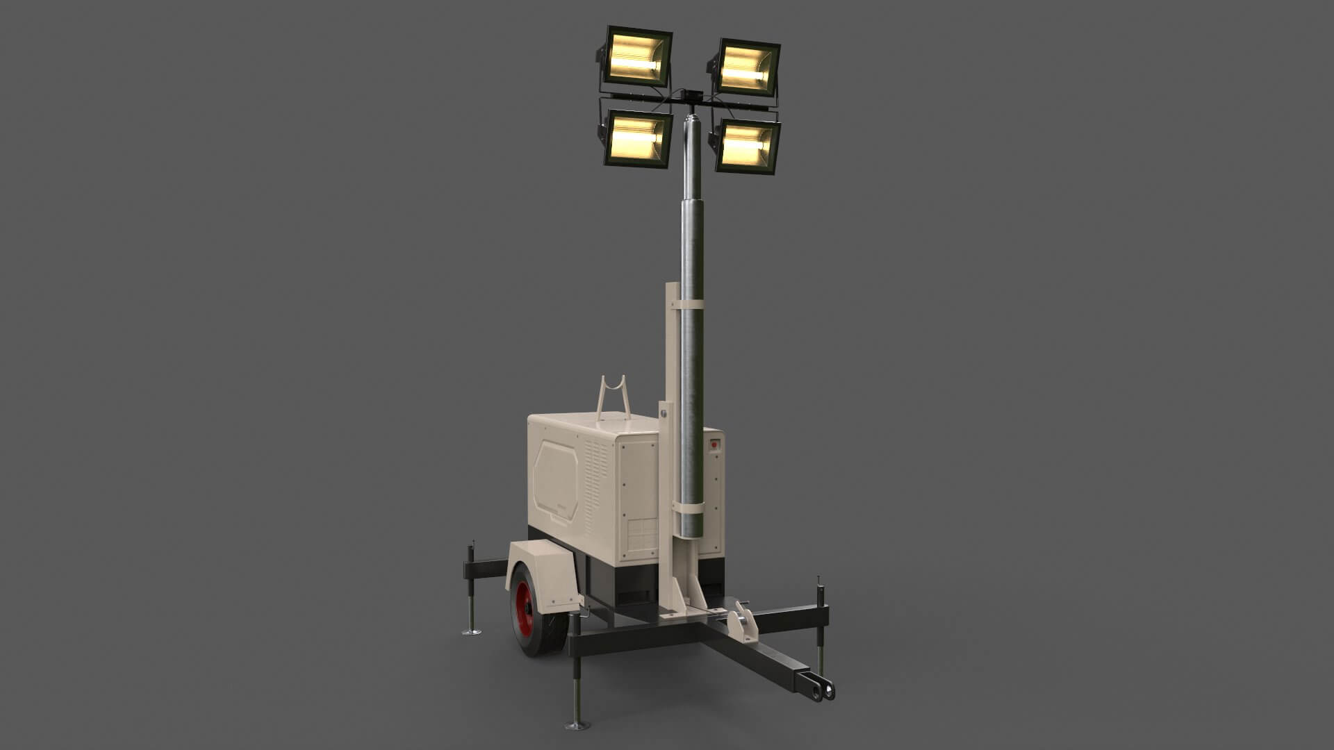 PBR Mobile Light Tower Generator A - White 3D Model by PBR Cool