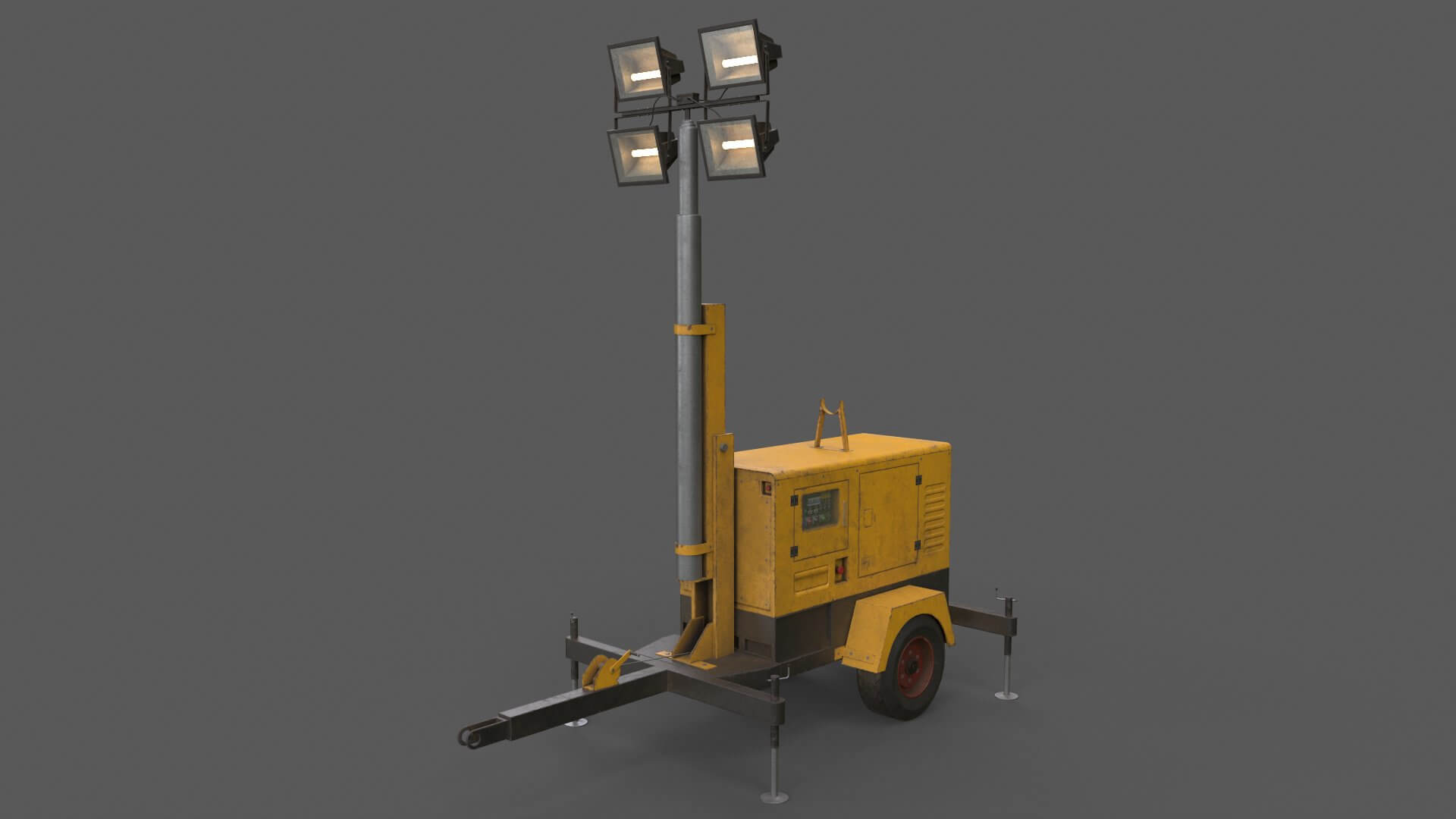 PBR Mobile Light Tower Generator A - Yellow 3D Model by PBR Cool