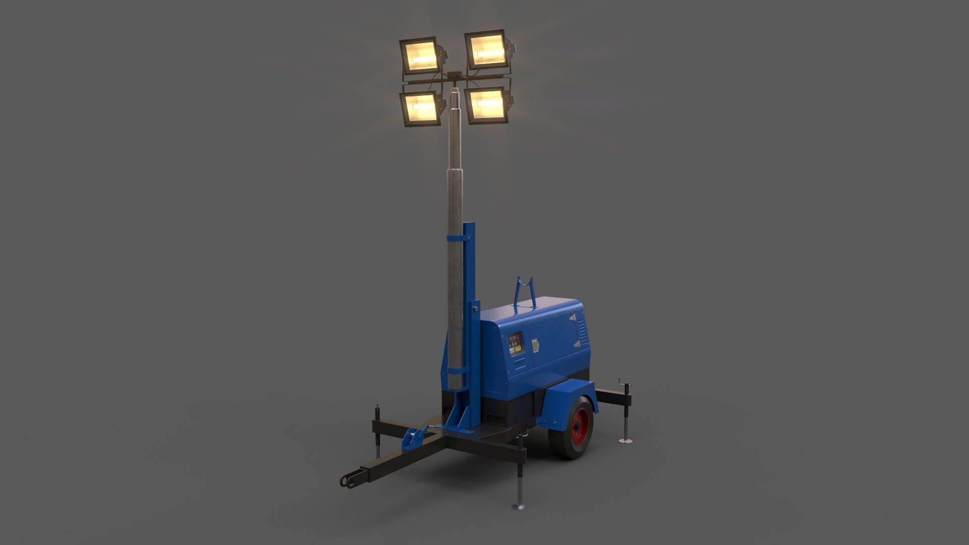 Mobile Light Tower Generator B - Blue 3D Model by PBR Cool