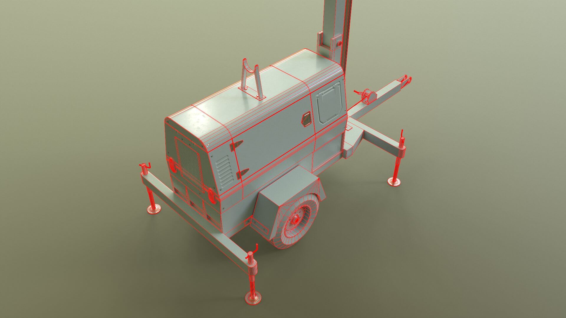 Mobile Light Tower Generator B - Blue 3D Model by PBR Cool