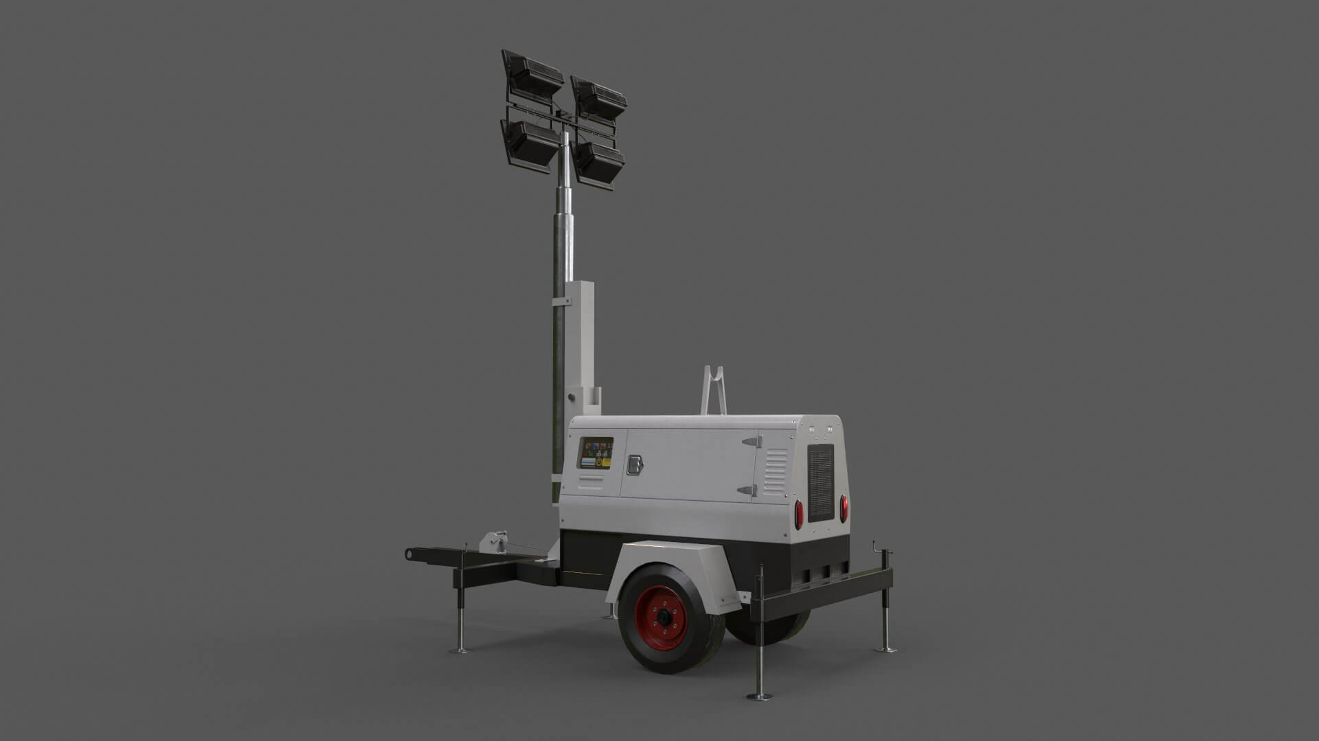 Mobile Light Tower Generator B - Grey 3D Model by PBR Cool