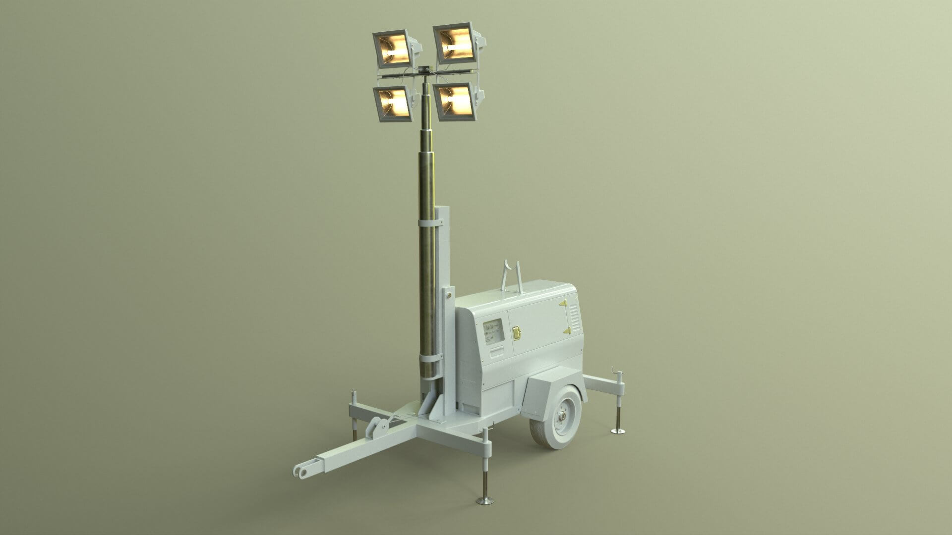 Mobile Light Tower Generator B - Grey 3D Model by PBR Cool